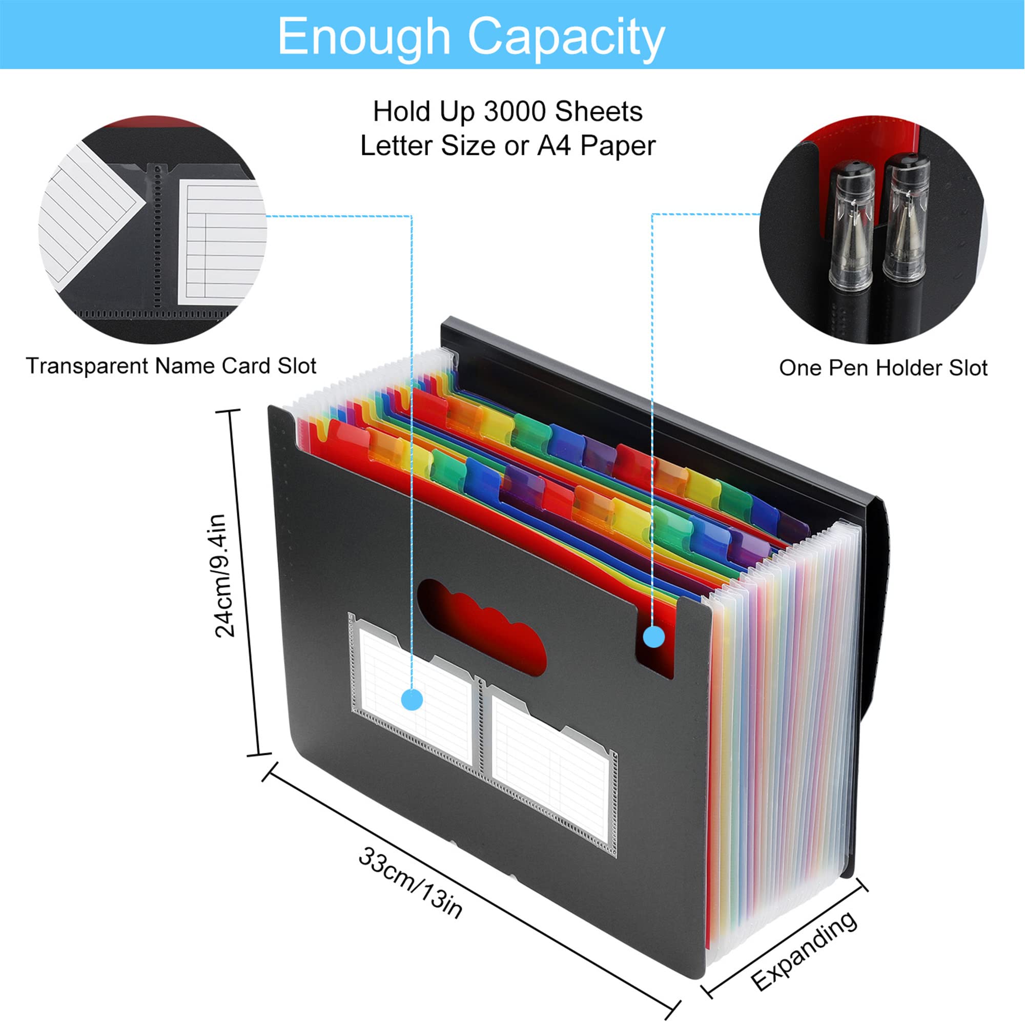 Snapklik.com : 2 Pack Expanding File Folder, 24 Pocket Accordian File ...