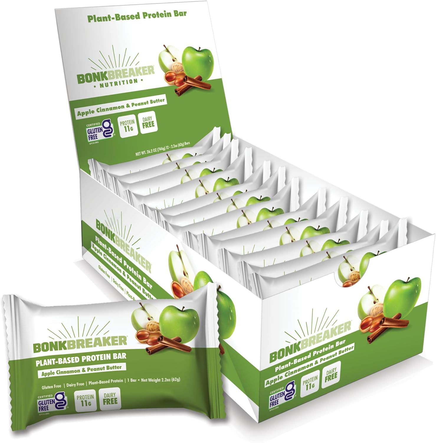 Amazon.com : Bonk Breaker Plant Based Protein Bars, Gluten Free, Dairy ...