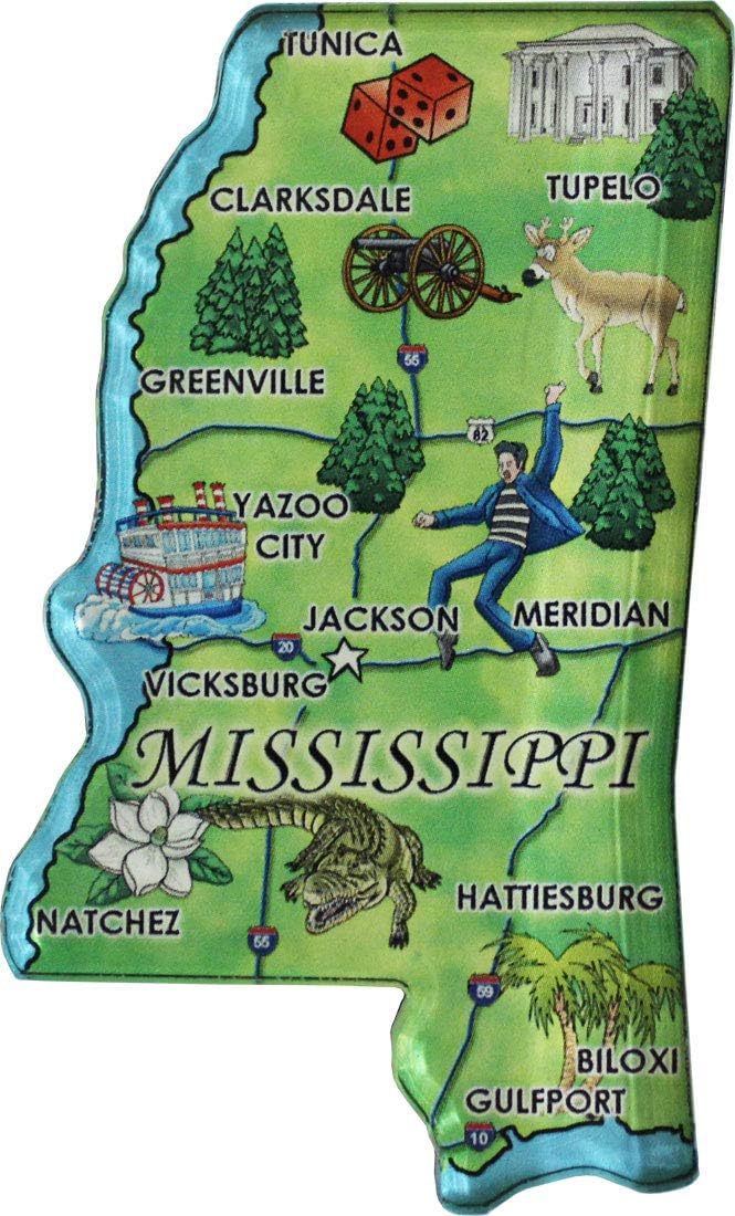 Amazon.com: Mississippi The Magnolia State Artwood Jumbo Fridge Magnet ...