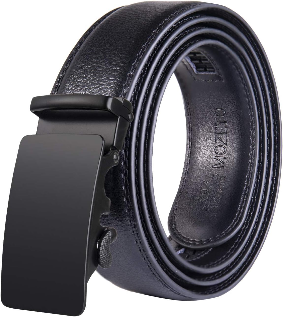 MOZETO Men's Ratchet Leather Dress Belt, Adjustable Slide Belt for Men ...