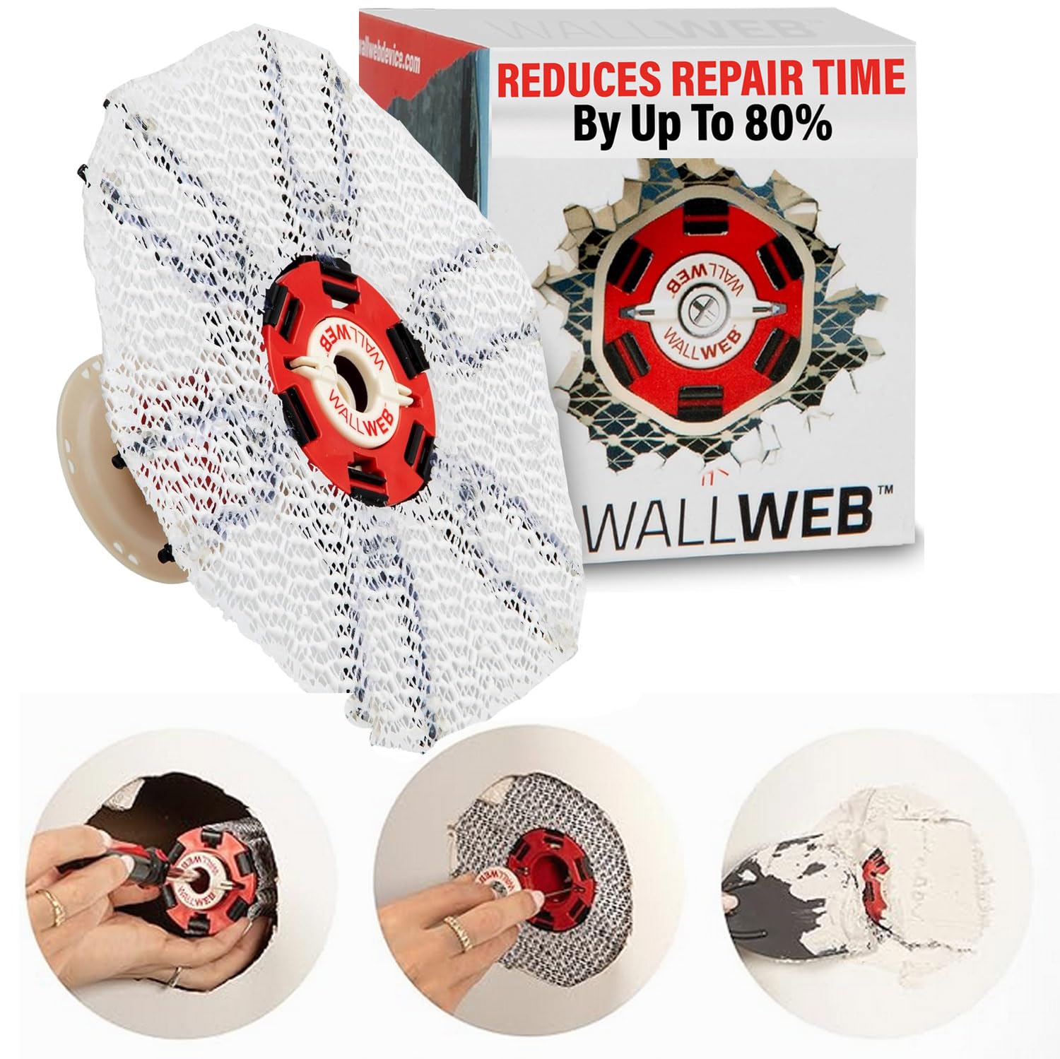 WALLWEB Innovative Drywall Repair Kit - 2 inches plus Hole Patch ...