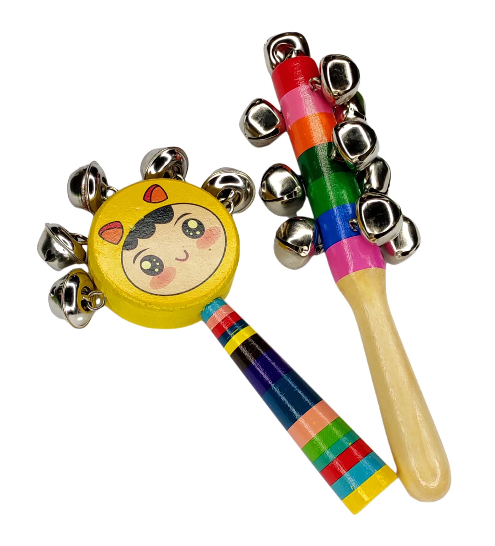 Vemlons Rattle Toys Wooden Non Toxic Colorful Rattle Toys for New Born ...