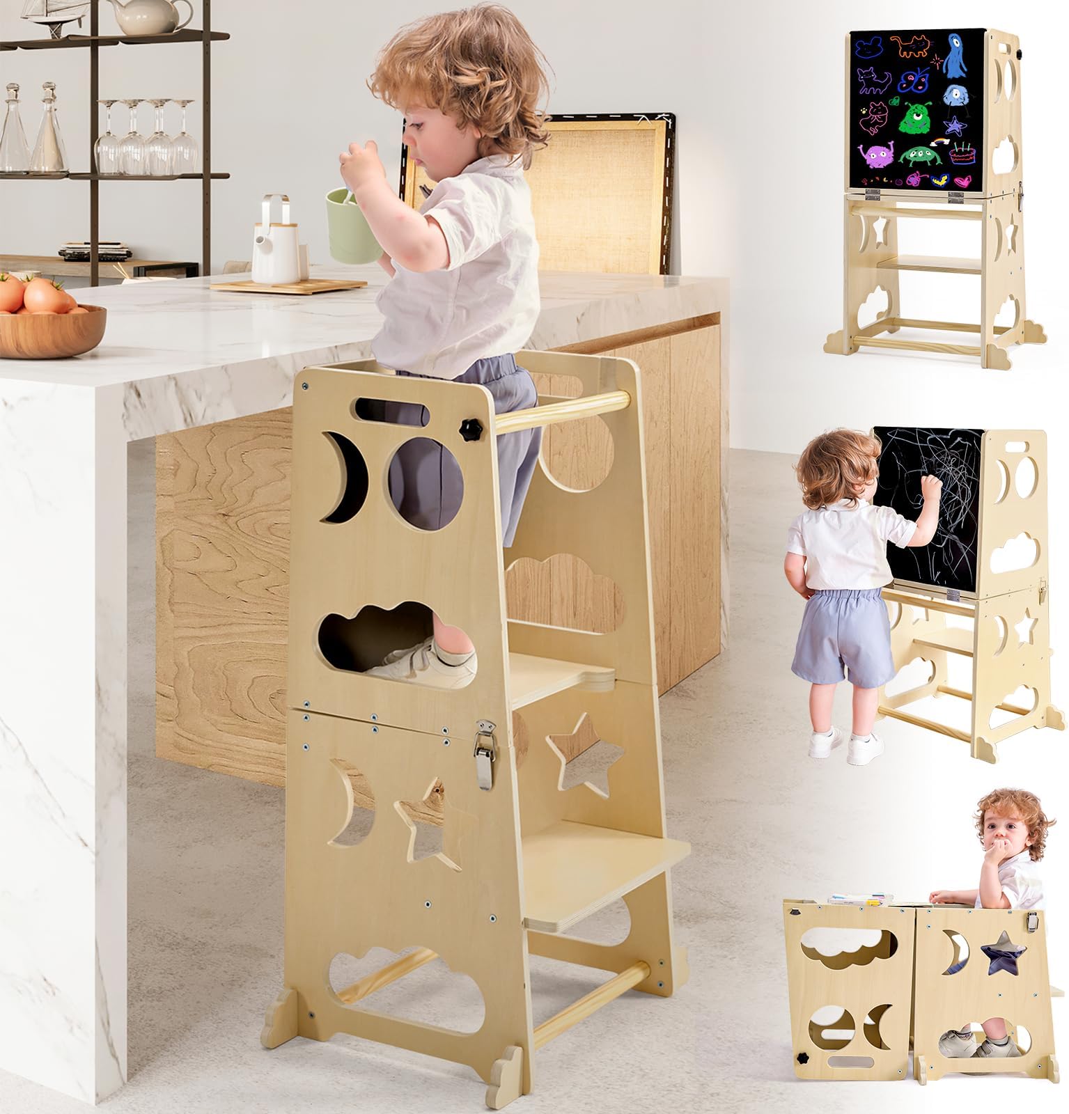 Amazon.com: Kids Step Stool, Kitchen Stool for Toddlers, Learning ...