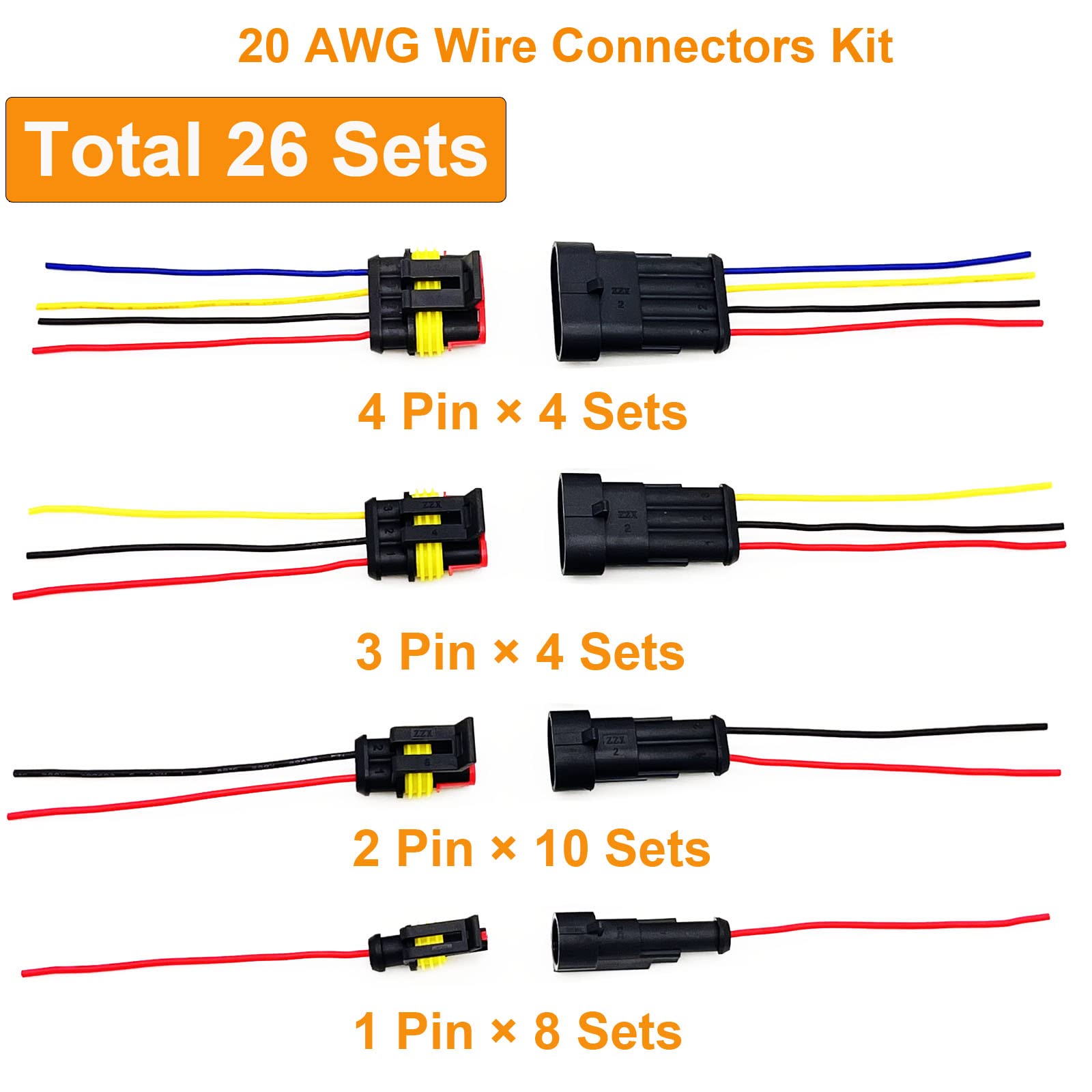 Snapklik.com : Twippo 20 AWG Waterproof Wire Connectors Automotive ...