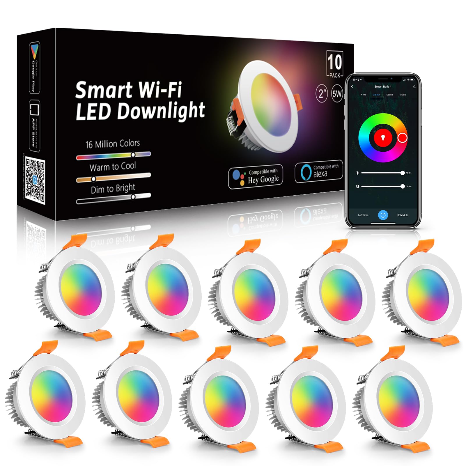 LightingWill 2 Inch LED Recessed Lighting, Smart WiFi LED Downlight, 5W ...