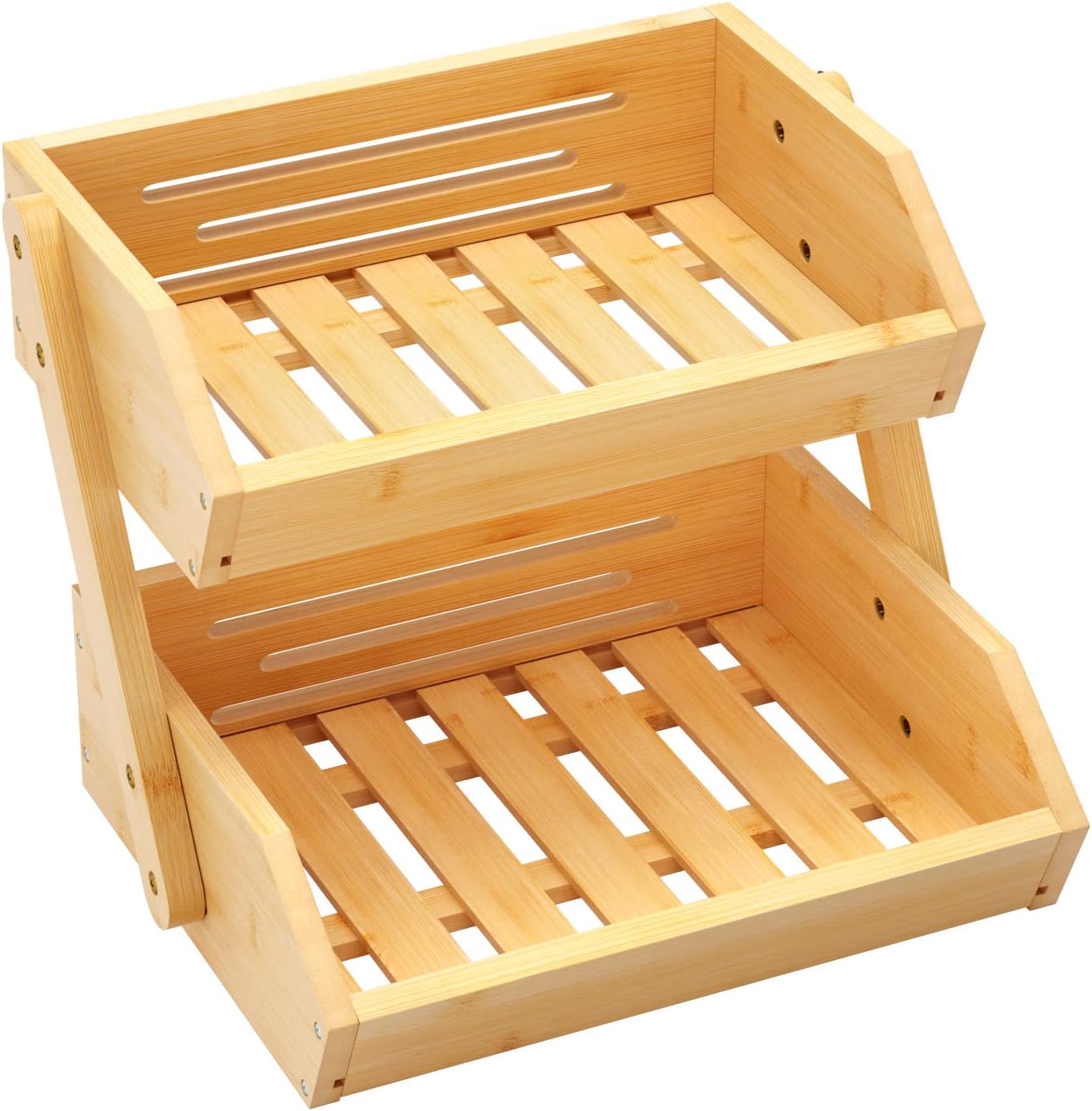 Amazon.com: NUTUNI 2 Tier Bamboo Fruit Basket - Produce Storage for ...
