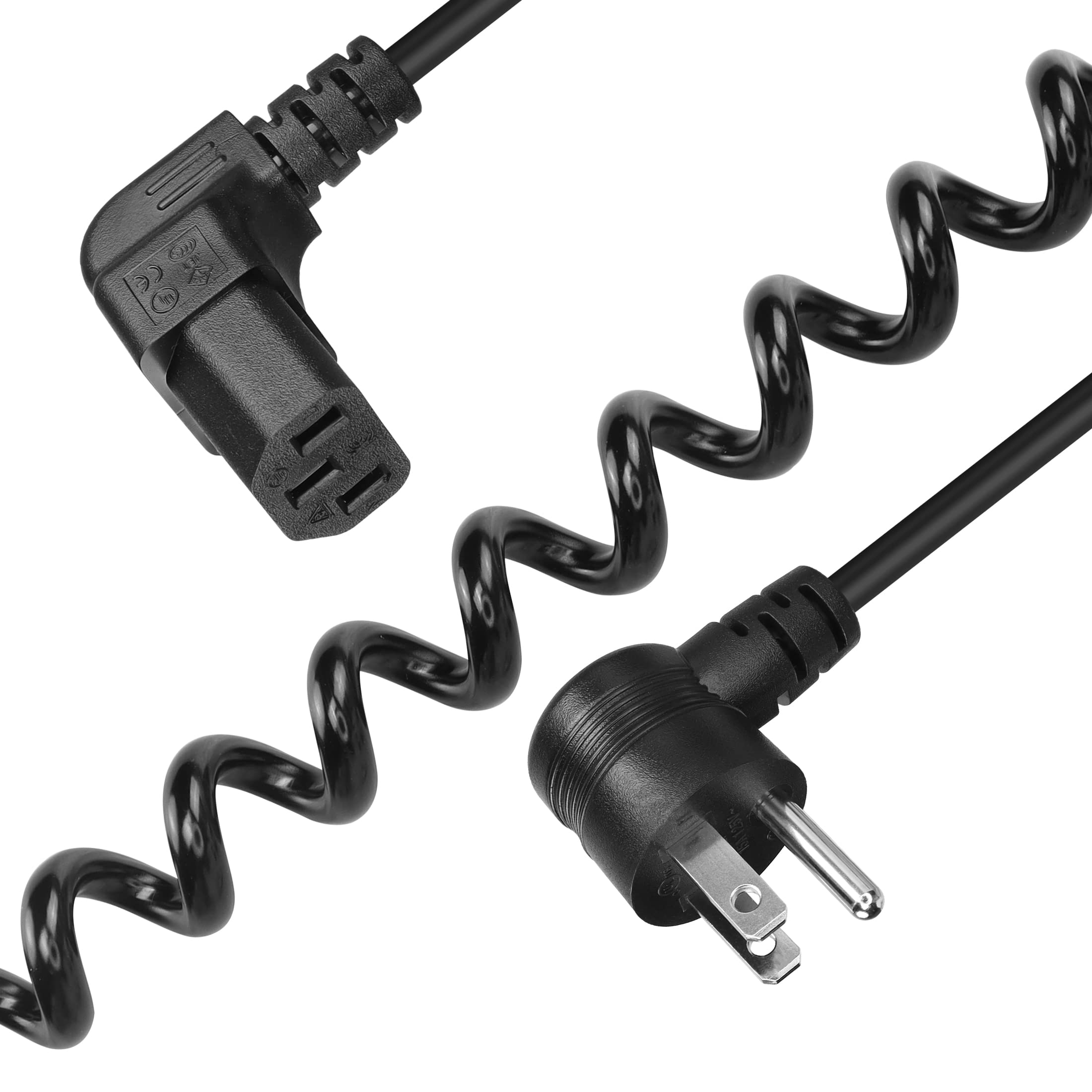 3 Prong Coiled Spiral Power Cord YACSEJAO 18AWG Coiled Spiral NEMA 5 ...
