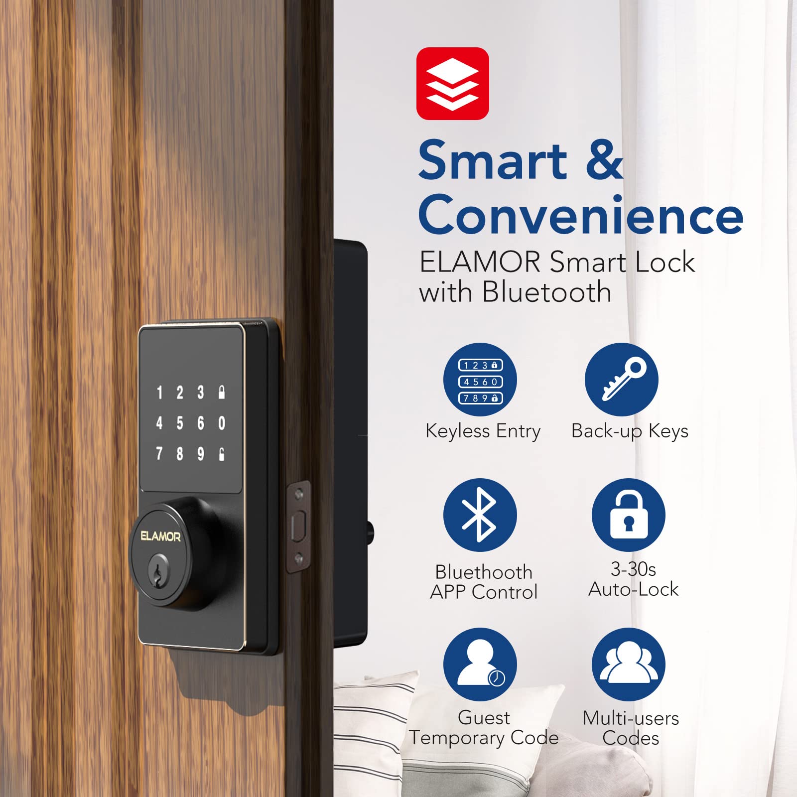 Buy Smart Lock with Bluetooth, Keyless Entry Door Lock with Touchscreen ...