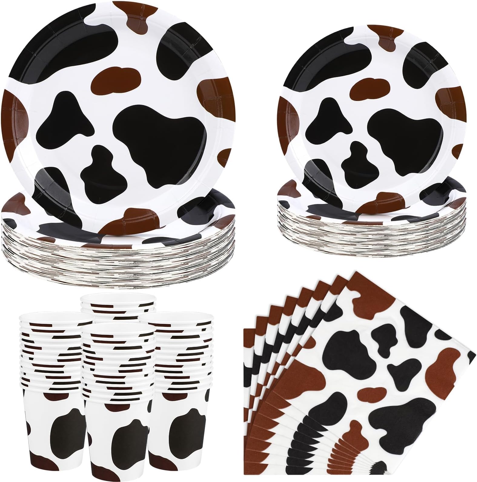 Amazon.com: TWOWYHI Cow Print Tableware Set 108 Pieces Cow Print ...