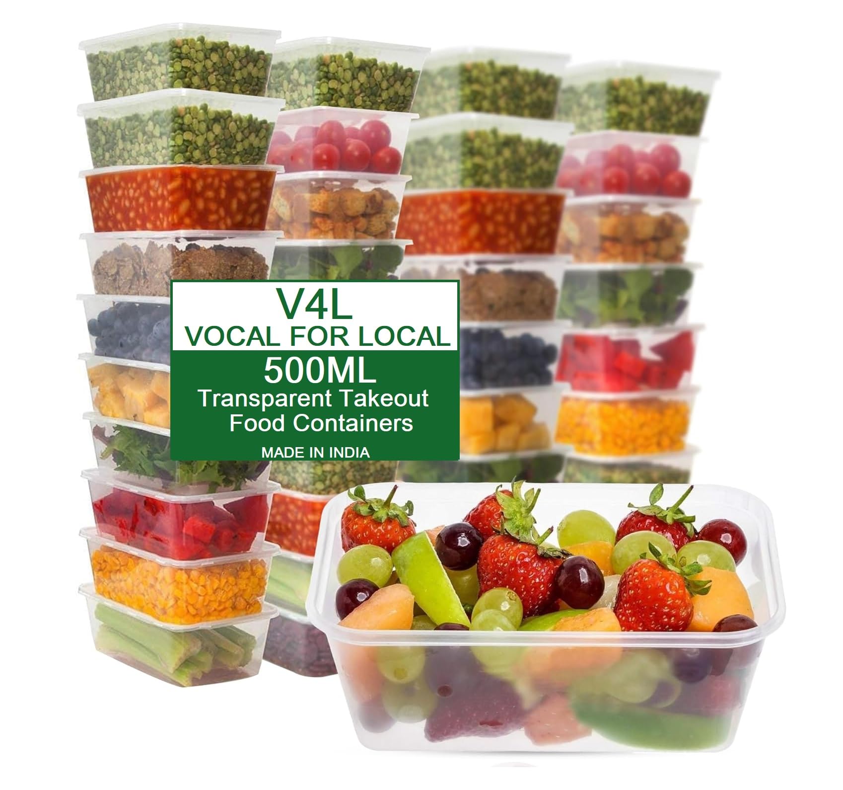 Buy V4L Transparent Takeout Food Rectangular Containers Food Storage ...