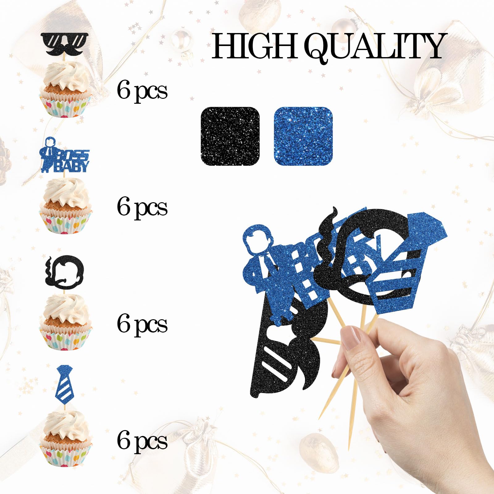 Snapklik.com : Boss Boy Cupcake Toppers, Gender Reveal Party ...