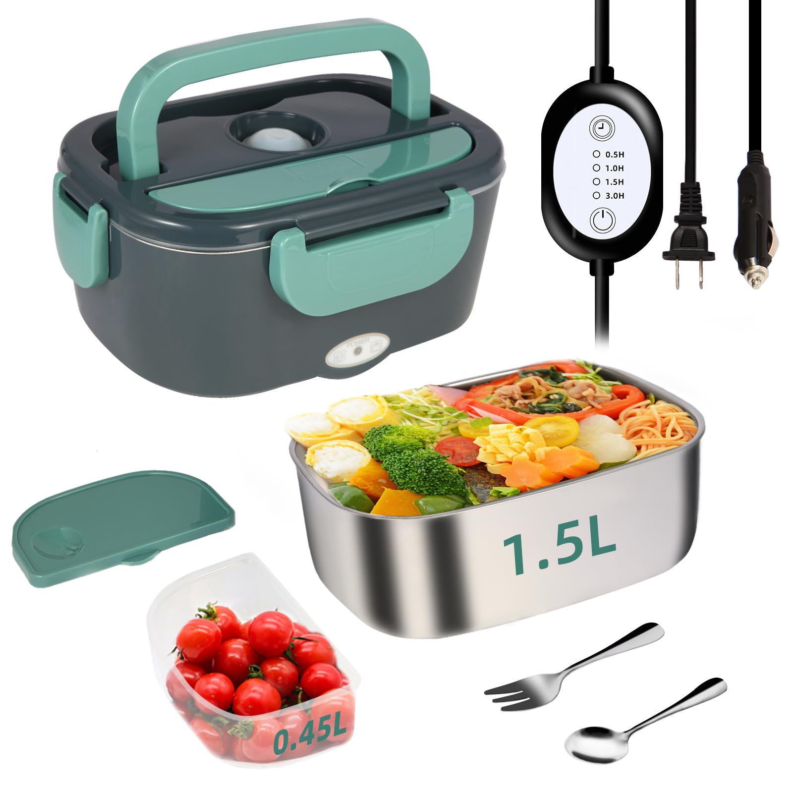 Amazon.com: SOHIDA Heated Lunch Box with Heating Time Controller ...