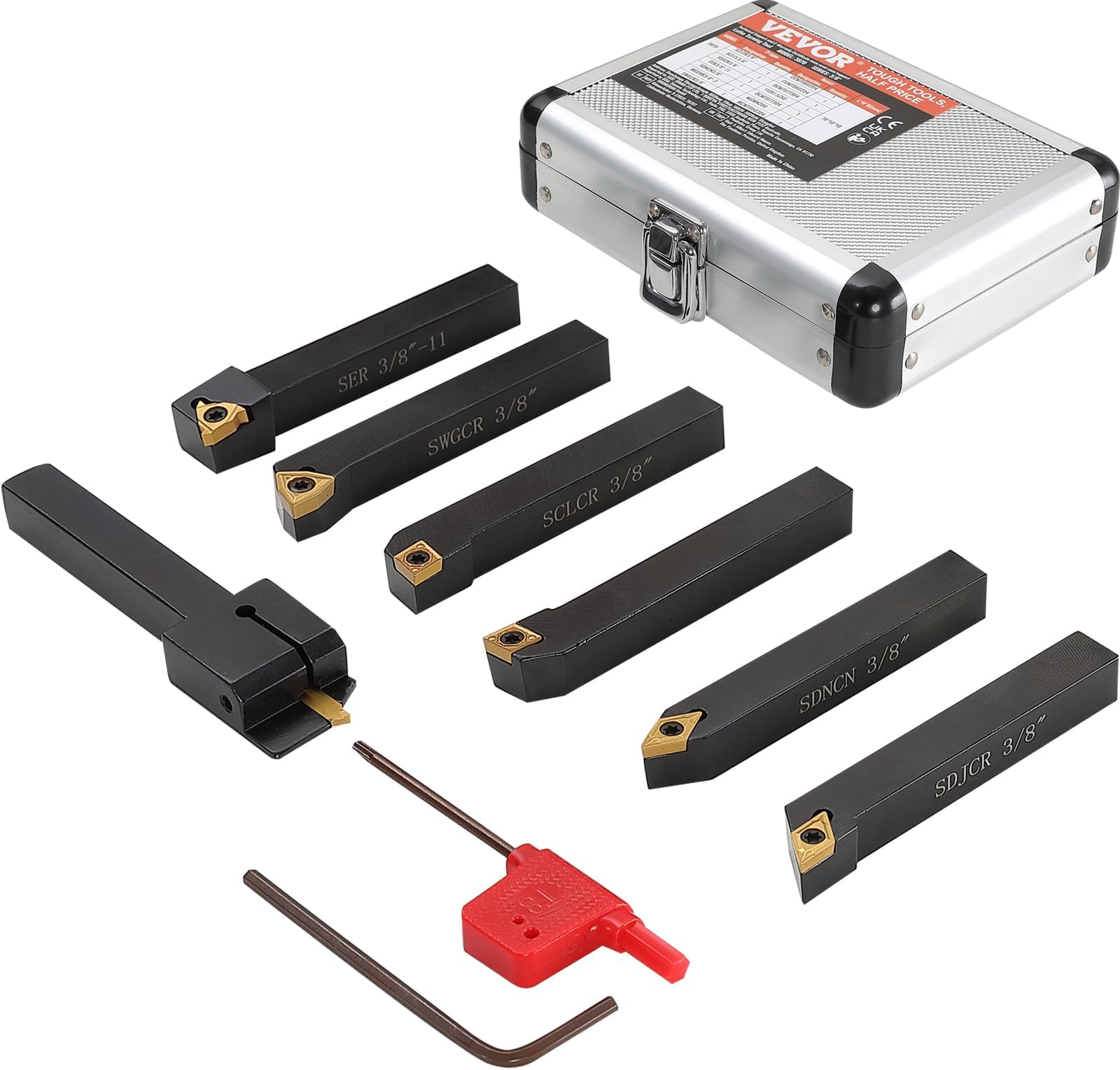 VEVOR 7 Pieces Indexable Lathe Turning Tool Holder, 3/8 in, CNC Heavy ...