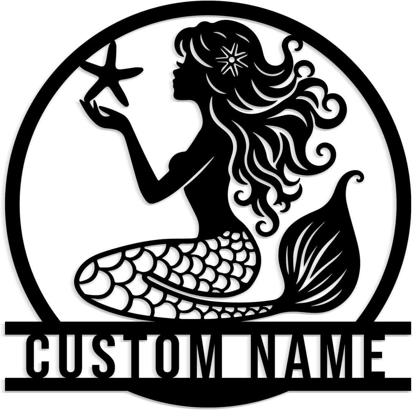 Amazon.com: Personalized Mermaid Metal Wall Art, custom mermaid metal ...