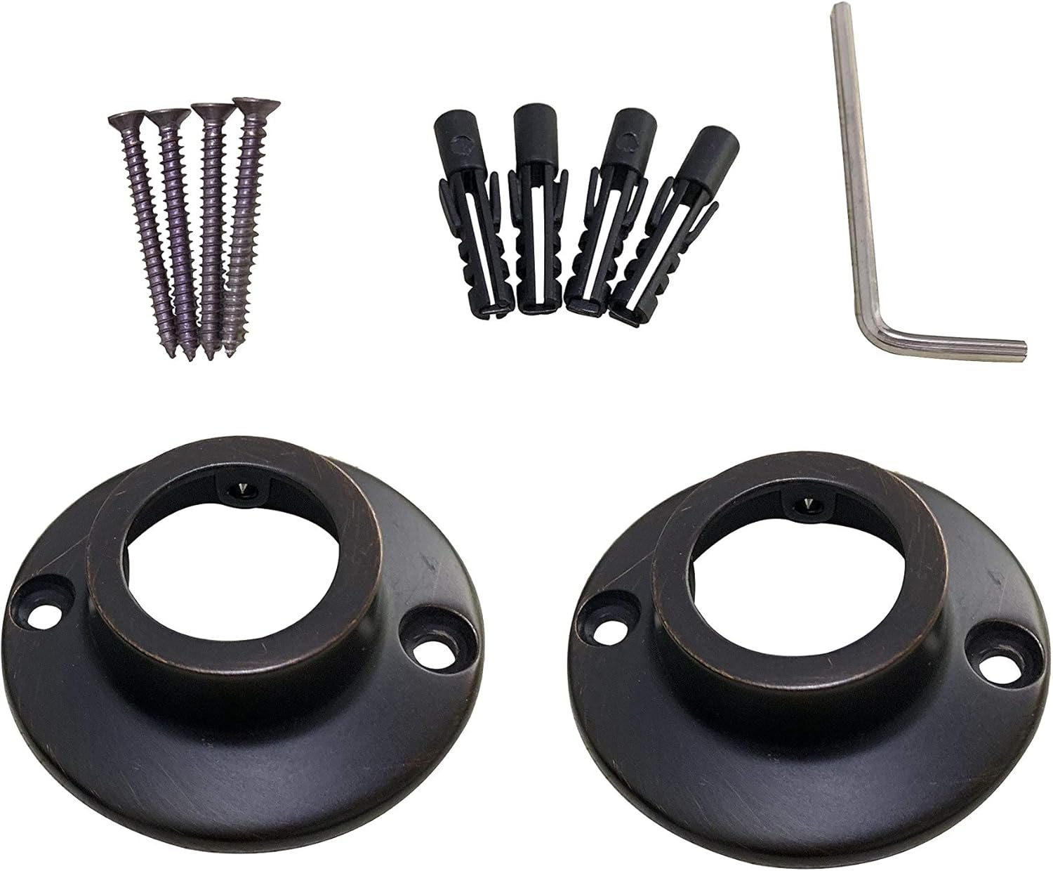 Amazon.com: Naiture Straight Shower Curtain Rod Round Flanges, Zinc ...