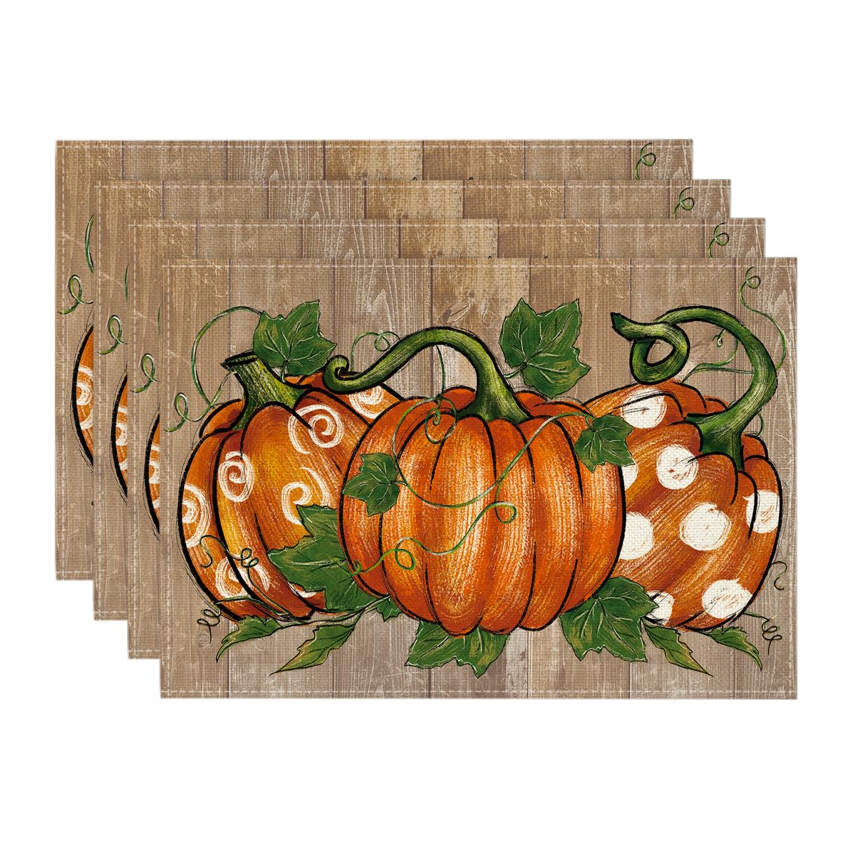 Amazon.com: Artoid Mode Polka Dot Pumpkins Vine Thanksgiving Placemats ...