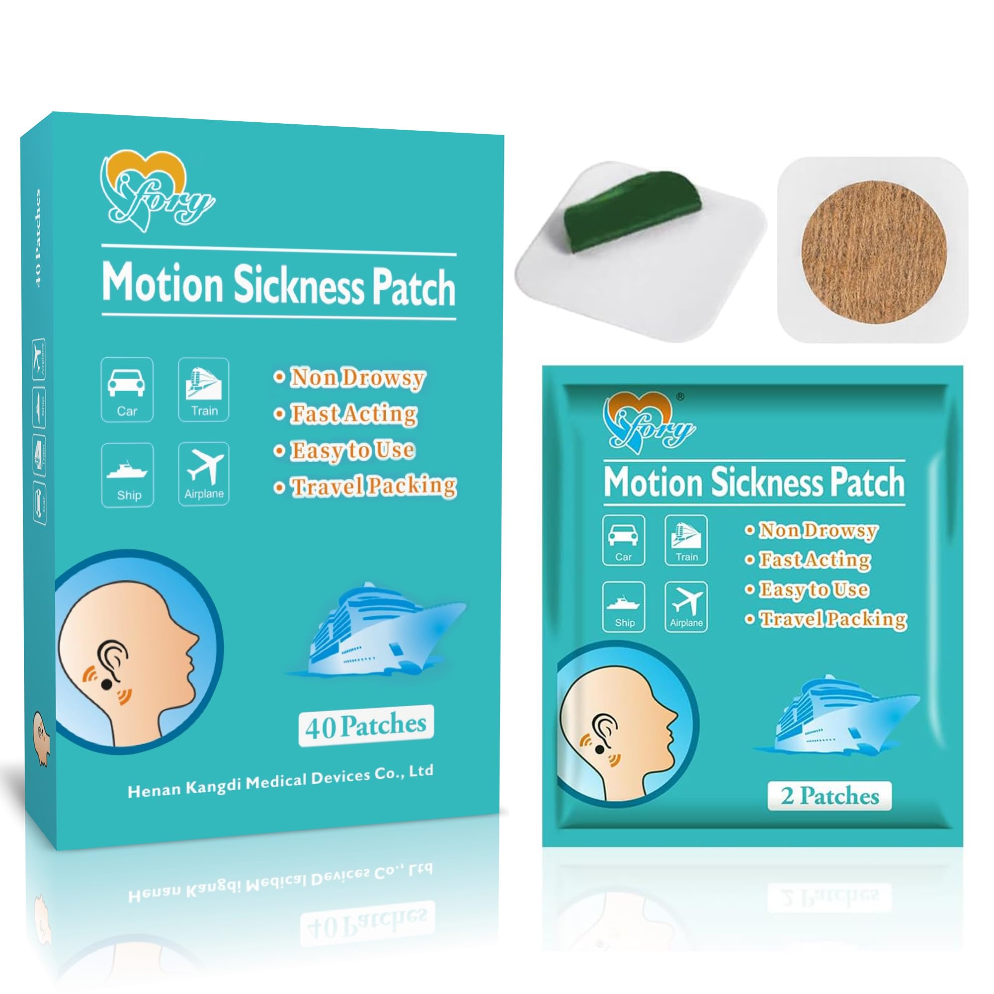 ifory Motion Sickness Patch, Non Drowsy, Travel Essentials (40 Count ...