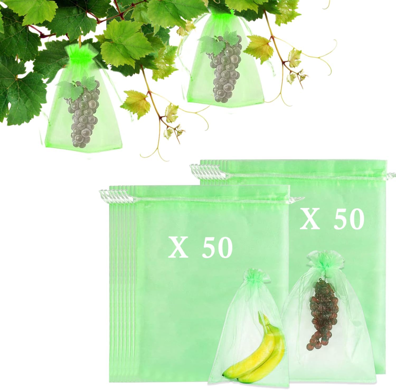 Amazon.com : 100 PCS Fruit Protection Bags, 8''×12'', 6''×8''Fruit ...