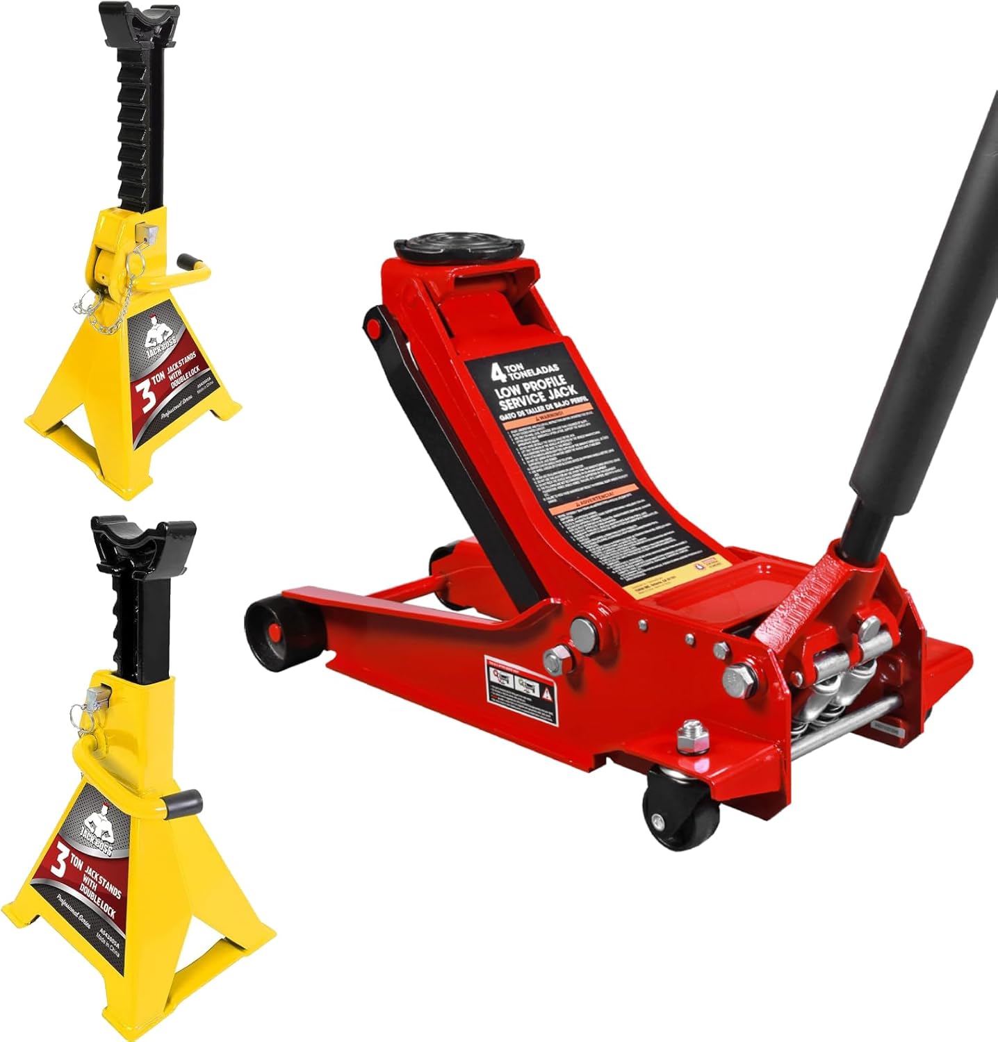 Amazon.com: 4T Floor Jack Hydraulic Low Profile Jack and 3T Jack Stands ...