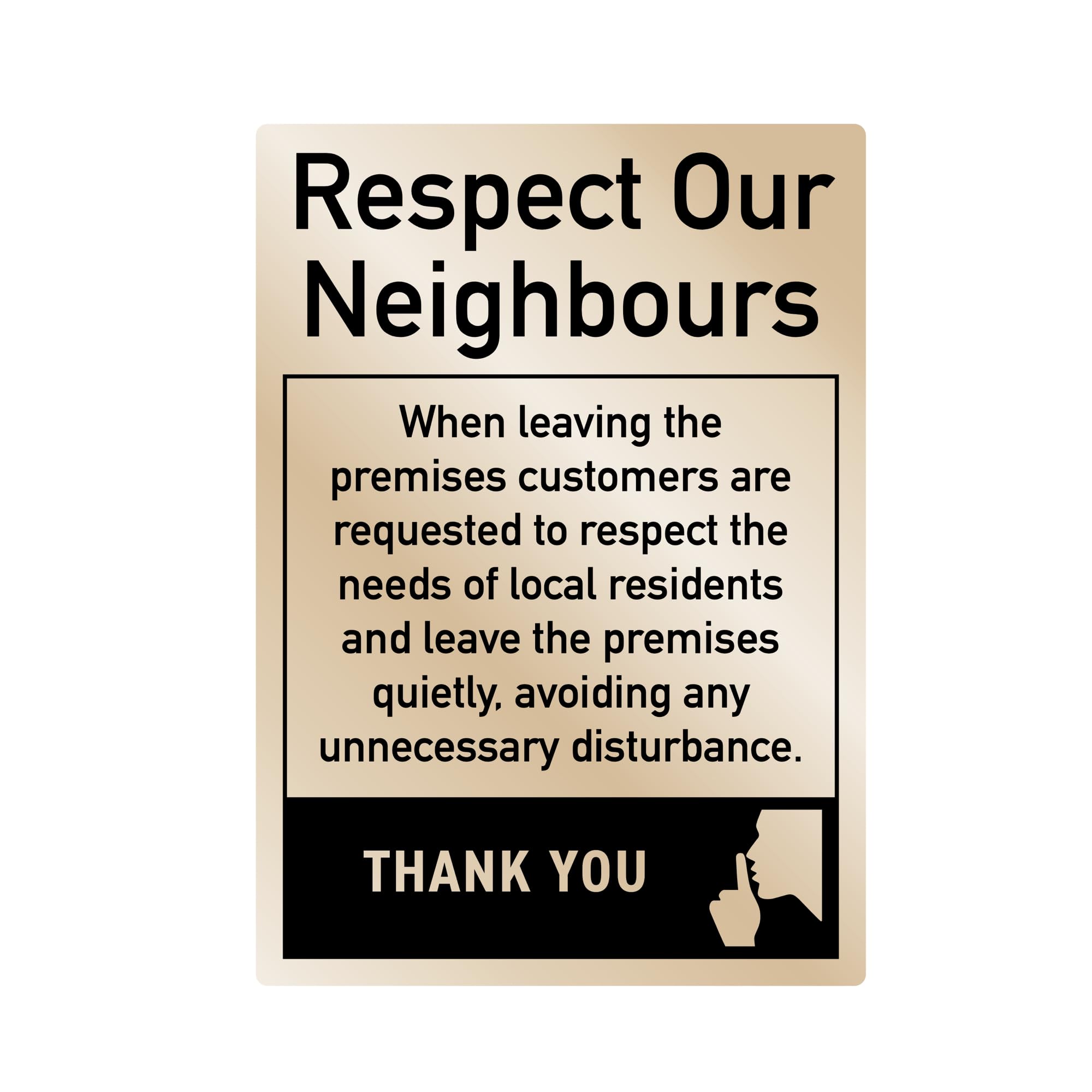 Leave Premises Quietly Polite Notice Sign Pub Bar Restaurant A4 Silver ...