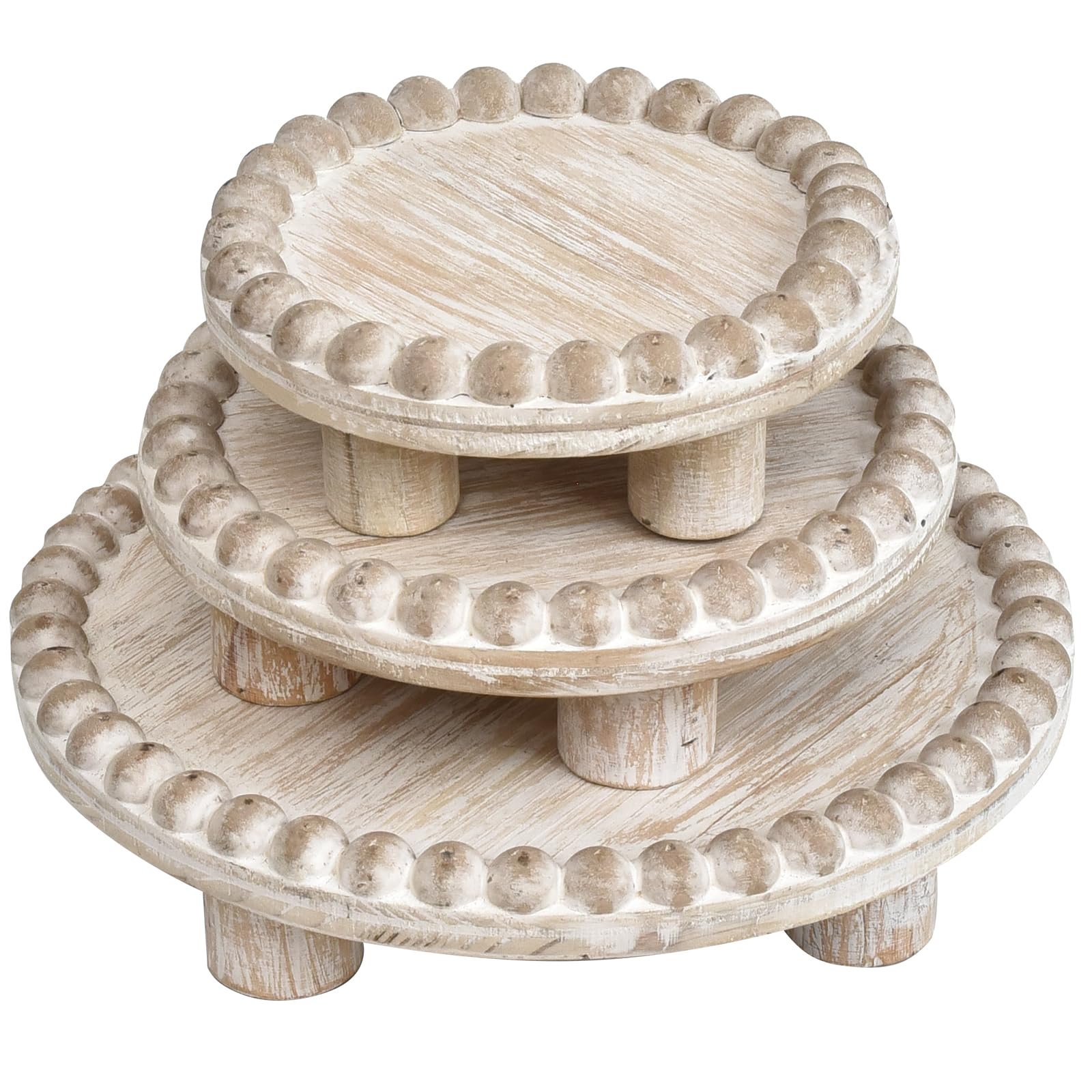 Amazon.com: Set of 3 Miniature Wooden Decorative Beaded Risers, Rustic ...