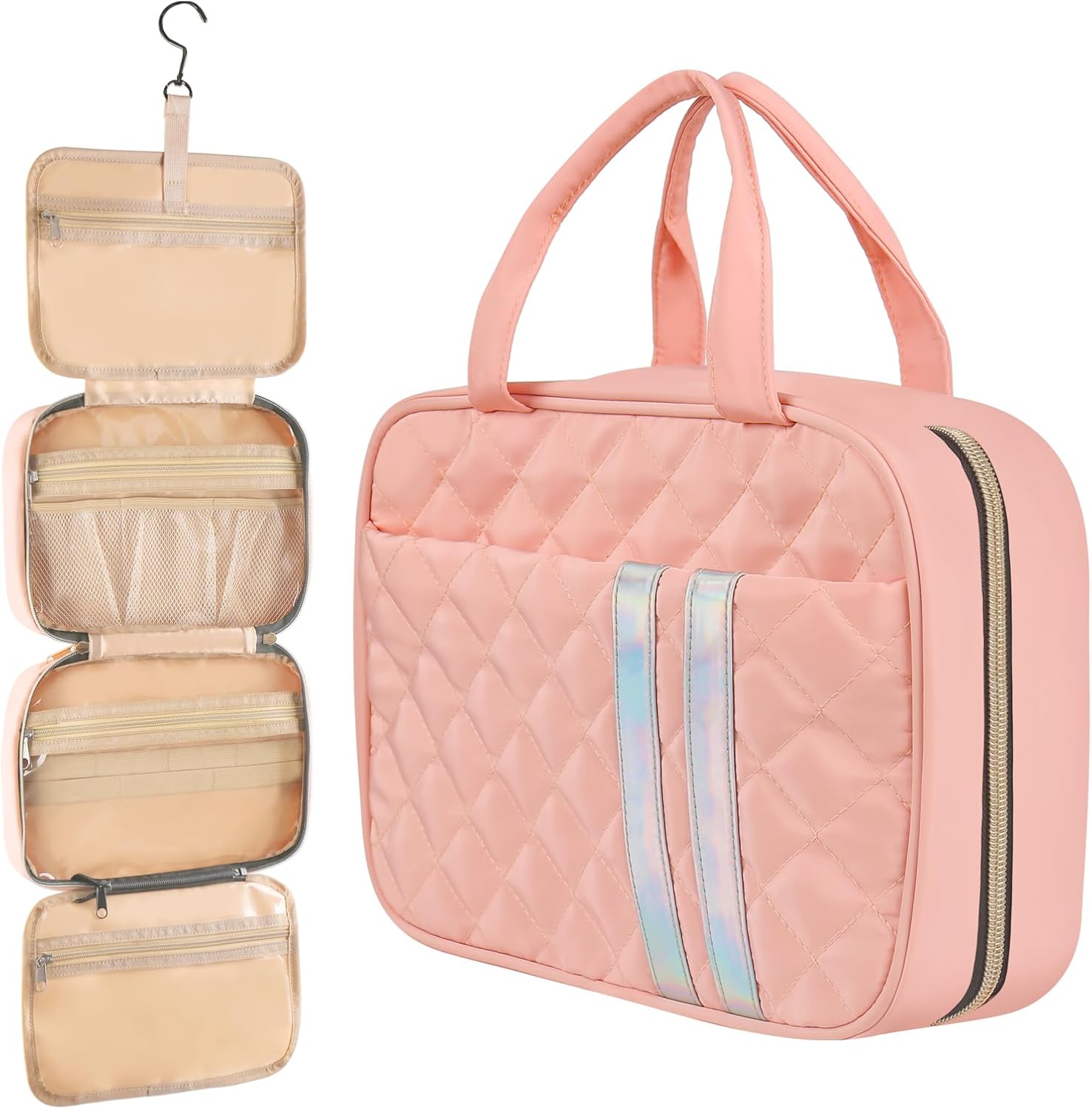 Amazon.com: Travel Toiletry Bag for Women,Large Cosmetic bag with hook ...