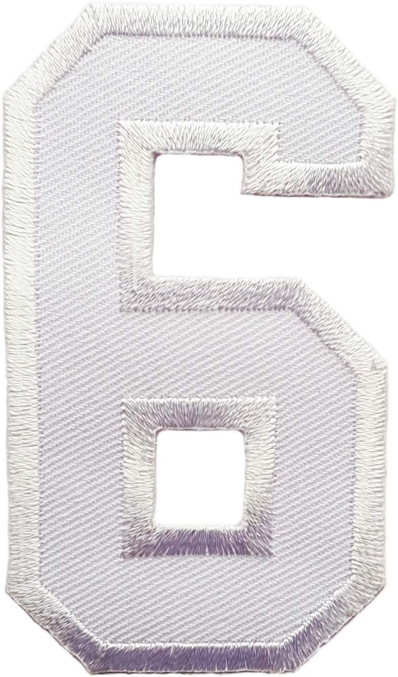 Amazon.com: 3 INCH White Number 6 Patches Appliques Fabric Decorating ...