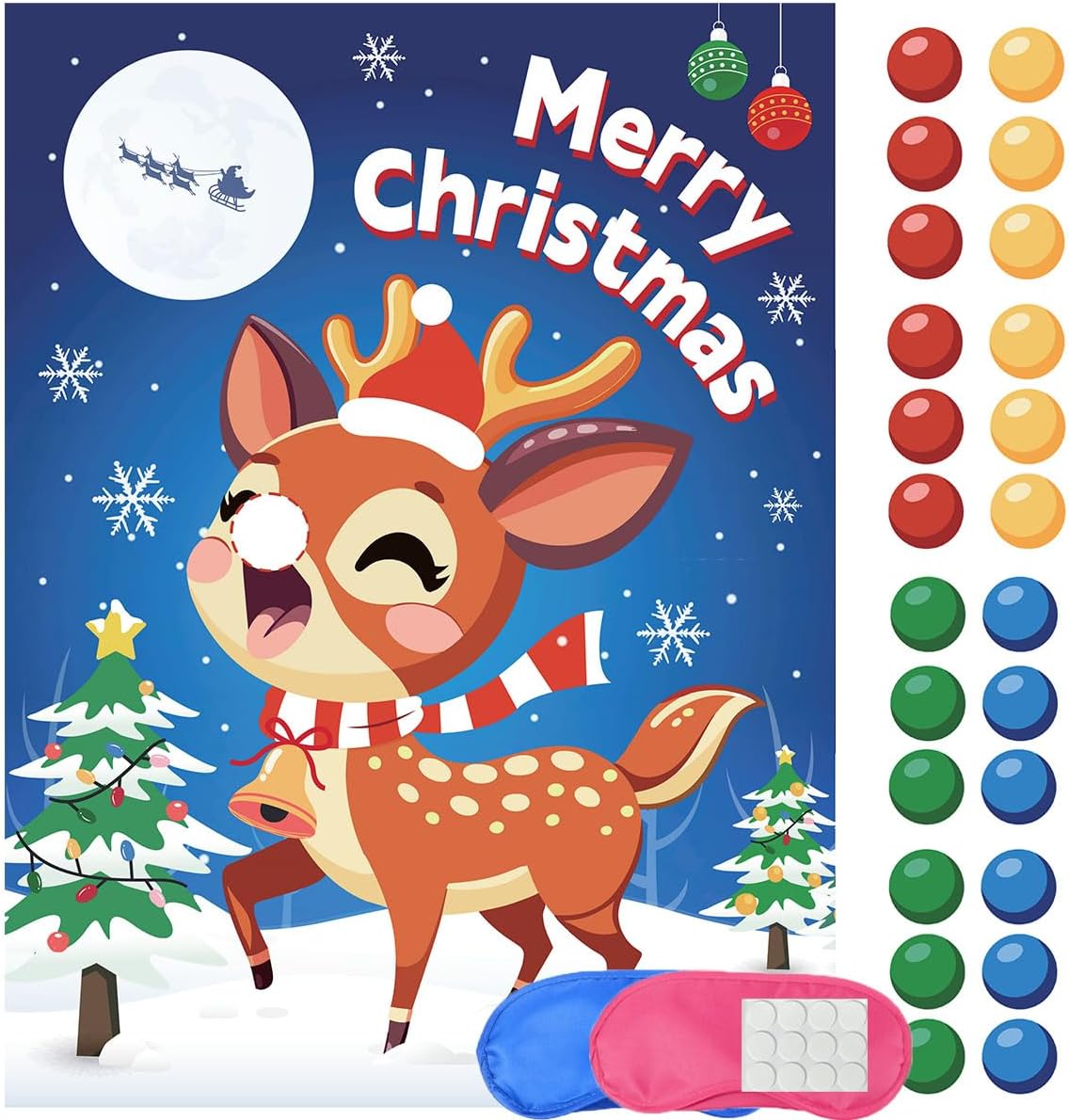 Amazon.com: Kids Christmas Games Pin the Nose on the Reindeer, Xmas ...