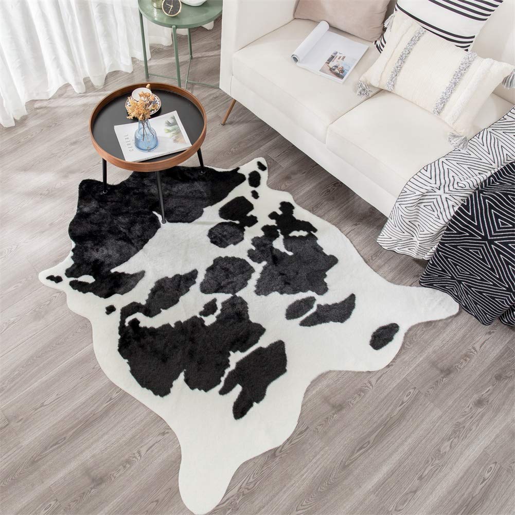 Cow Print Area Rug Calf Hide Cowhide Carpets Black and White Rugs 32 ...