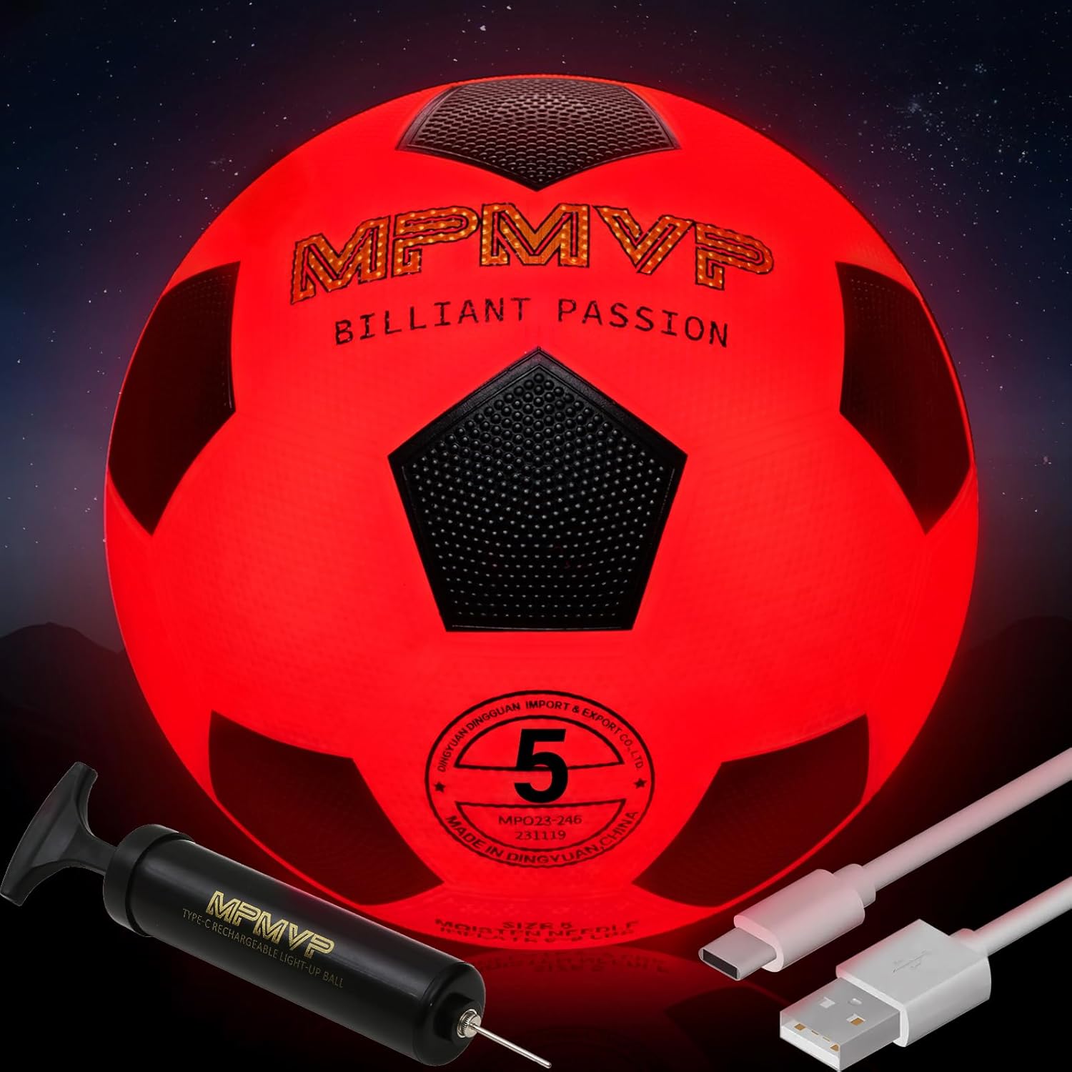 Amazon.com: MPMVP Light Up Soccer Ball - Size 5 - Glow in The Dark ...