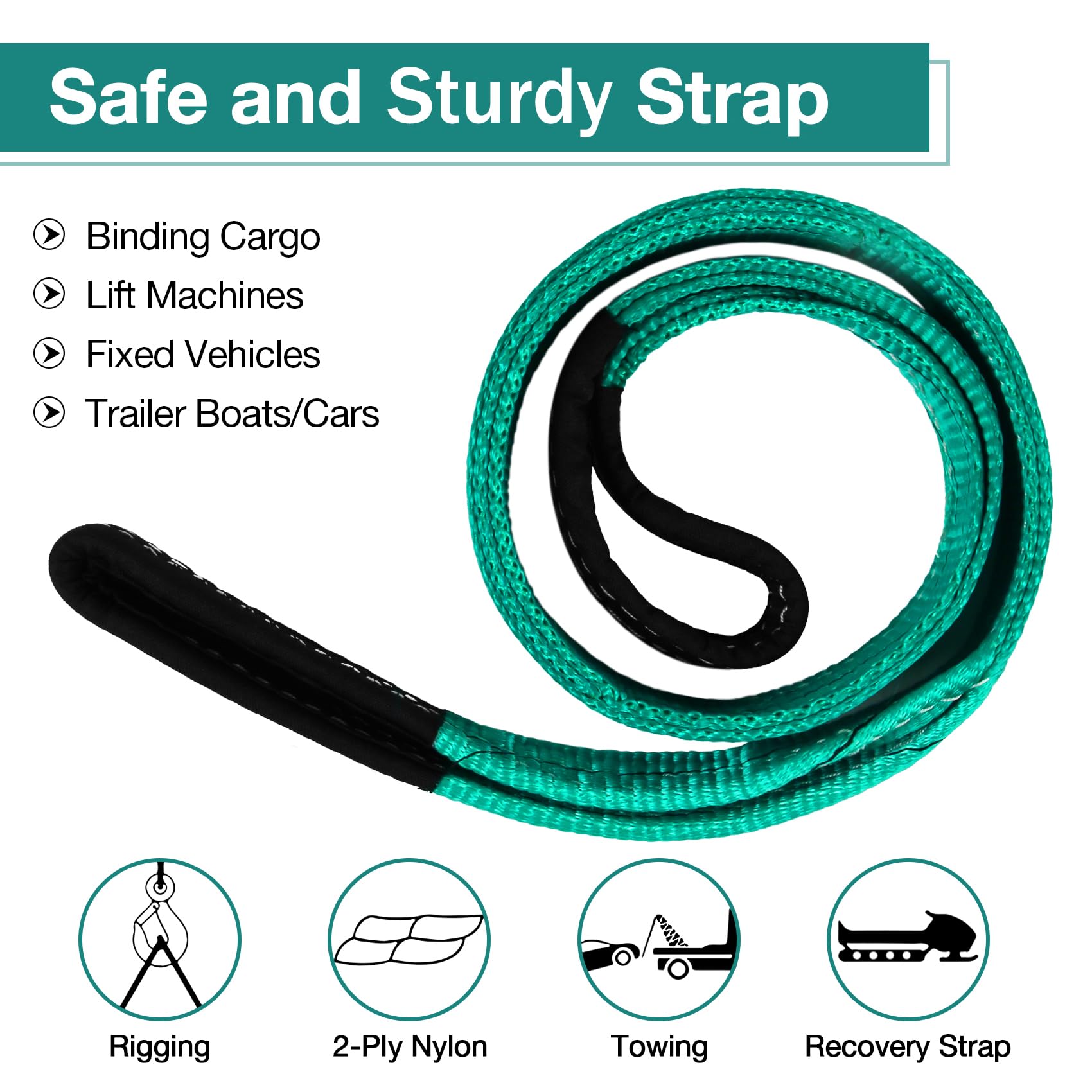 Snapklik.com : Lift Sling Straps,2"x 4 Heavy Duty Flat Eye Lift Sling ...