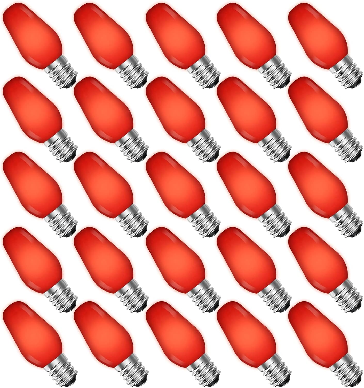 LUXRITE 25-Pack C7 LED Red Replacement Light Bulbs for String Lights, 0 ...