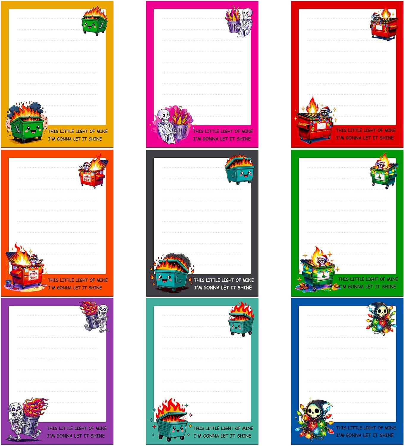 Amazon.com : INCOK Dumpster Fire Sticky Notes - 9 PCS Dumpster On Fire ...
