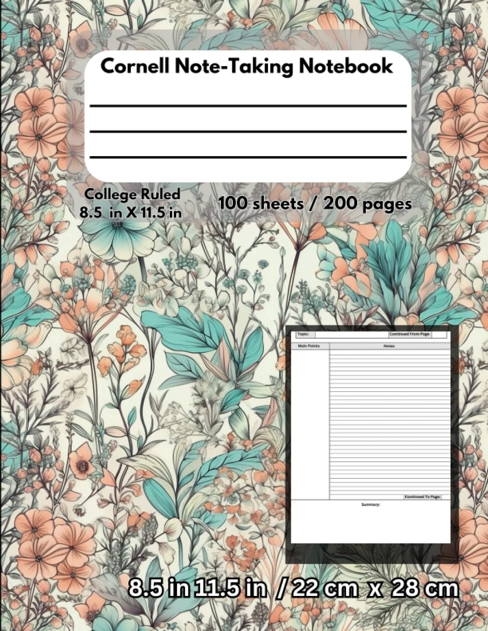 Amazon.com: Floral Wildflower Aesthetic Design Cornell Notes Notebook ...