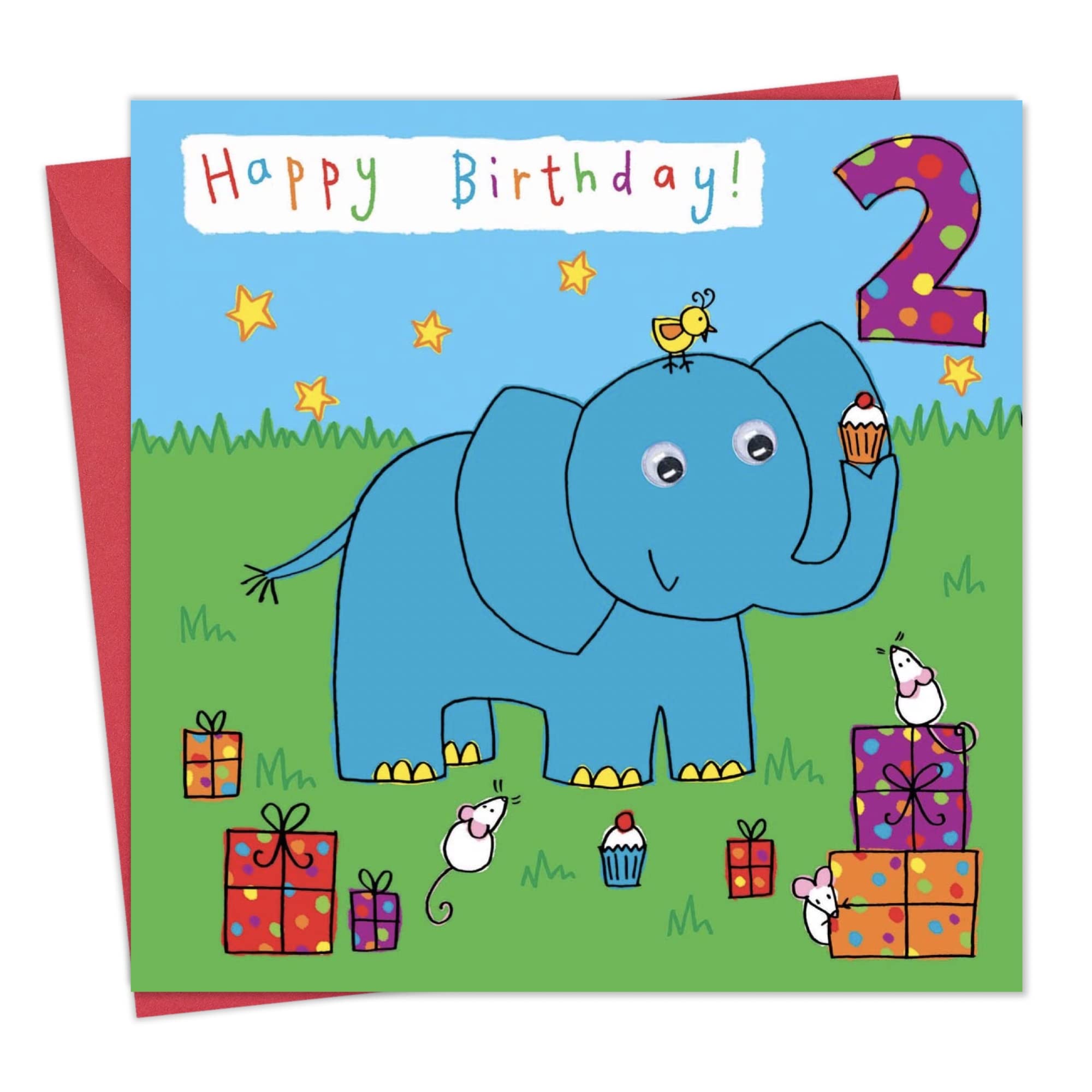 Amazon.com : Twizler 2nd Birthday Card Elephant – Age 2 Birthday Card ...