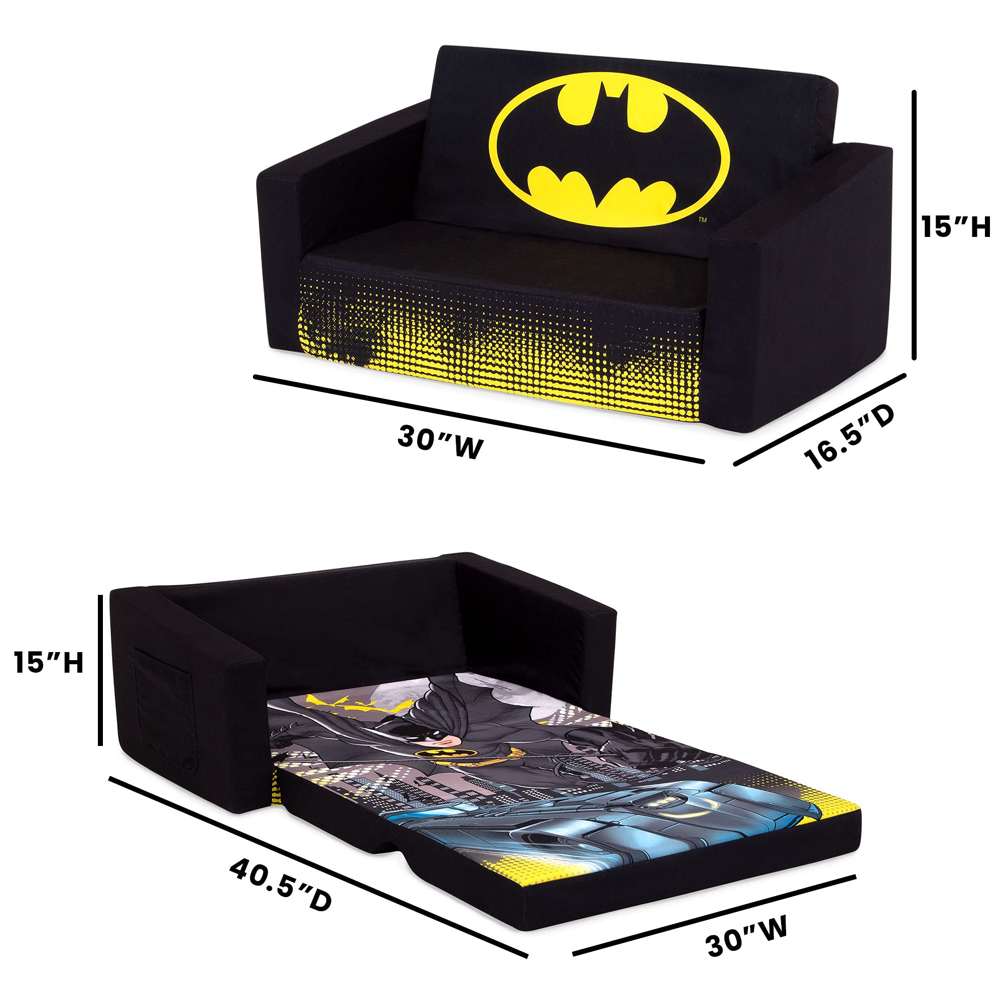 Batman Cozee Flip-Out Sofa - 2-in-1 Convertible Sofa t...B093XNC2T7 ...