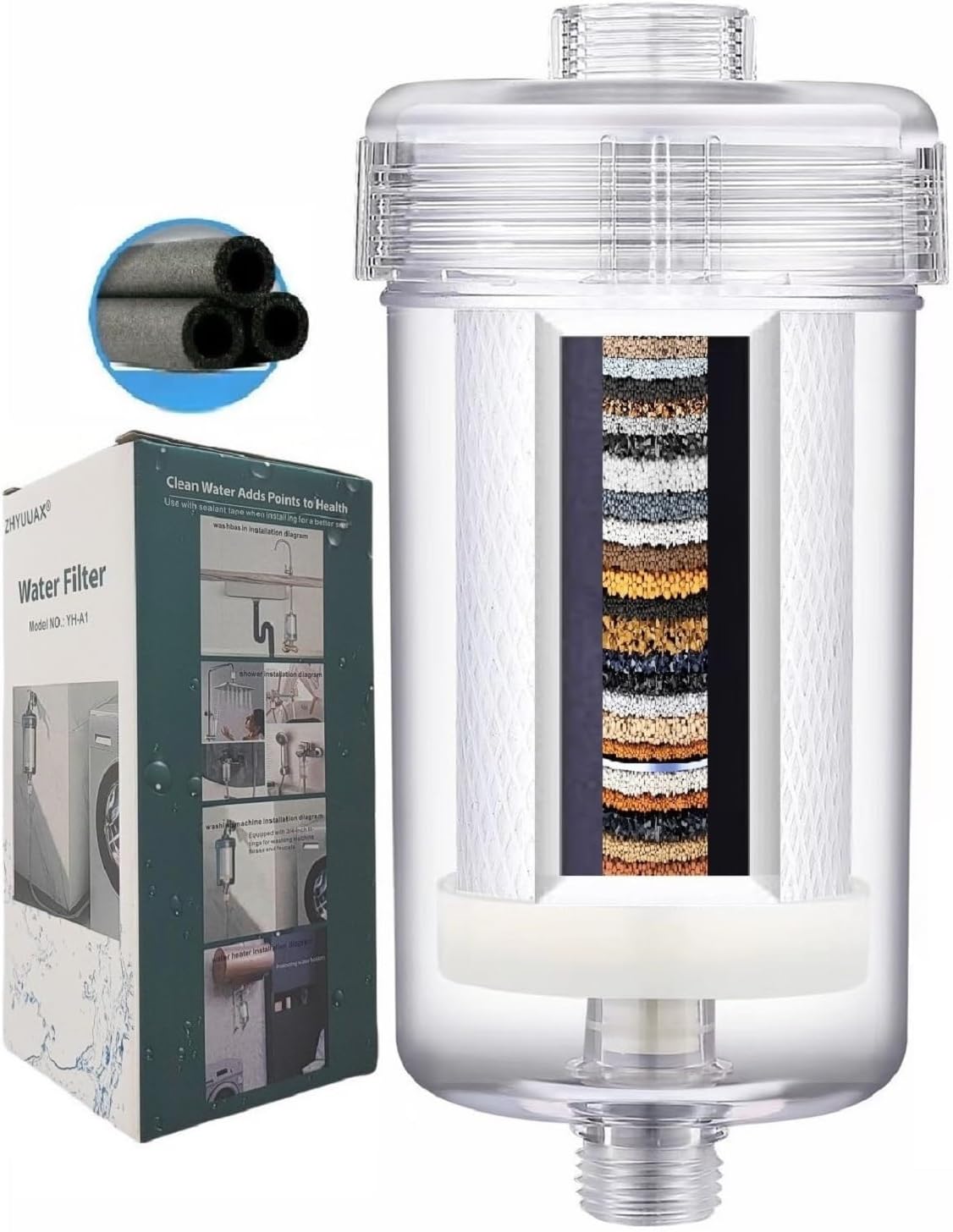 ZHYUUAX 1 Micron High Flow Washing Machine Water Filter, Visible Washer ...