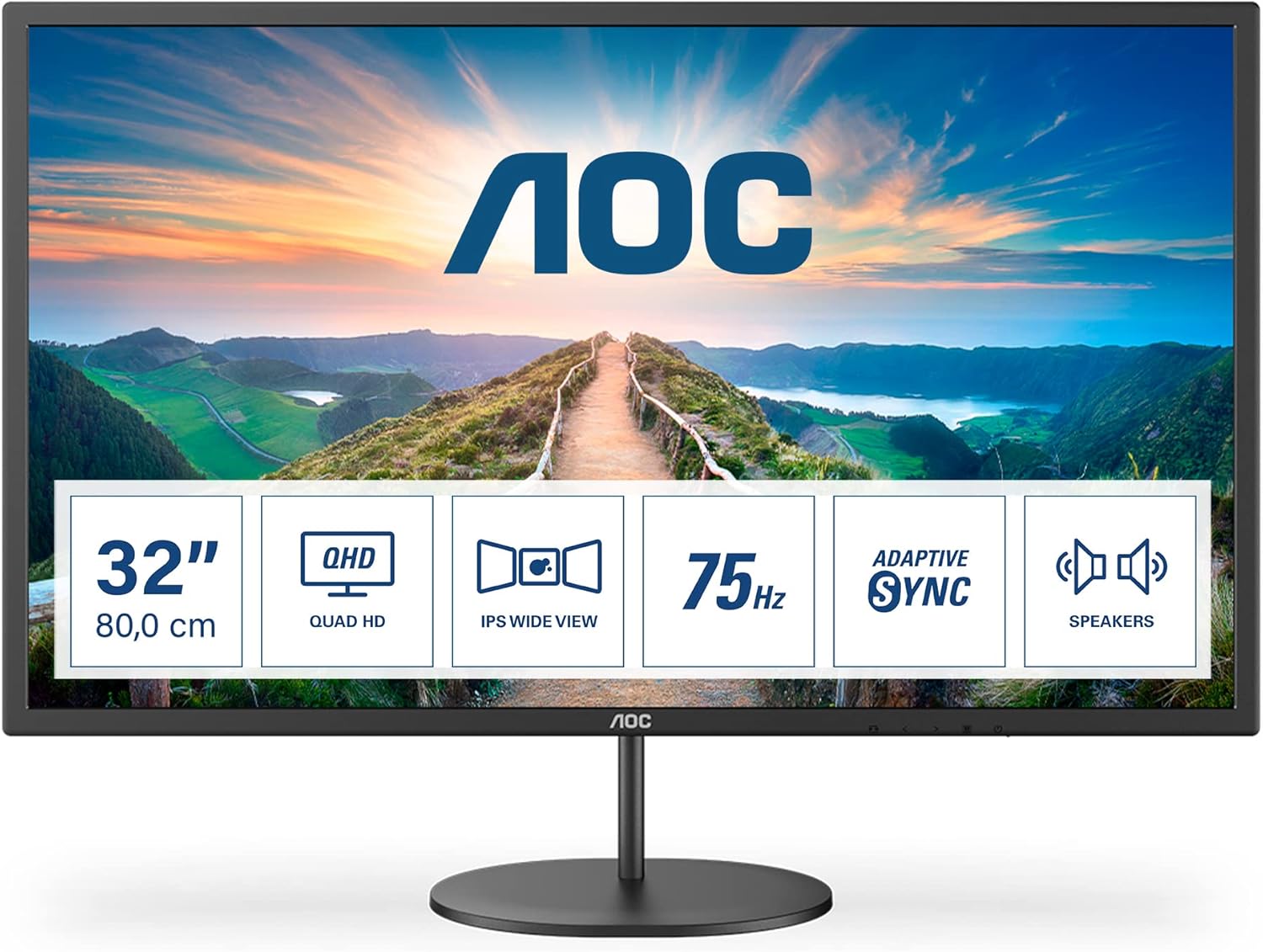 AOC Q32V4 - 32 inch QHD Monitor, 75Hz, 4ms, IPS, Adaptive Sync ...