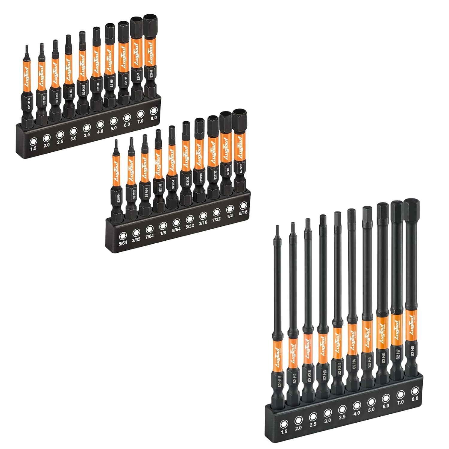 toolant Impact Hex Head Allen Wrench Drill Bit Set 20pcs(Metric&SAE), 4 ...