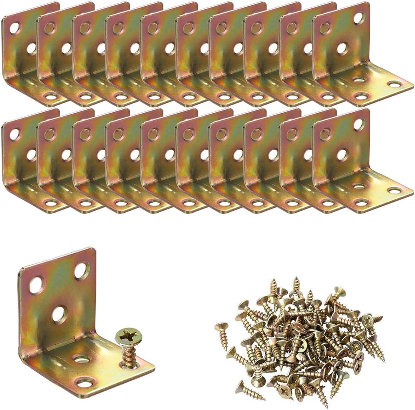 10 x Galvanised L Shaped Fence Panel Brackets Screw in Clips Elbow ...