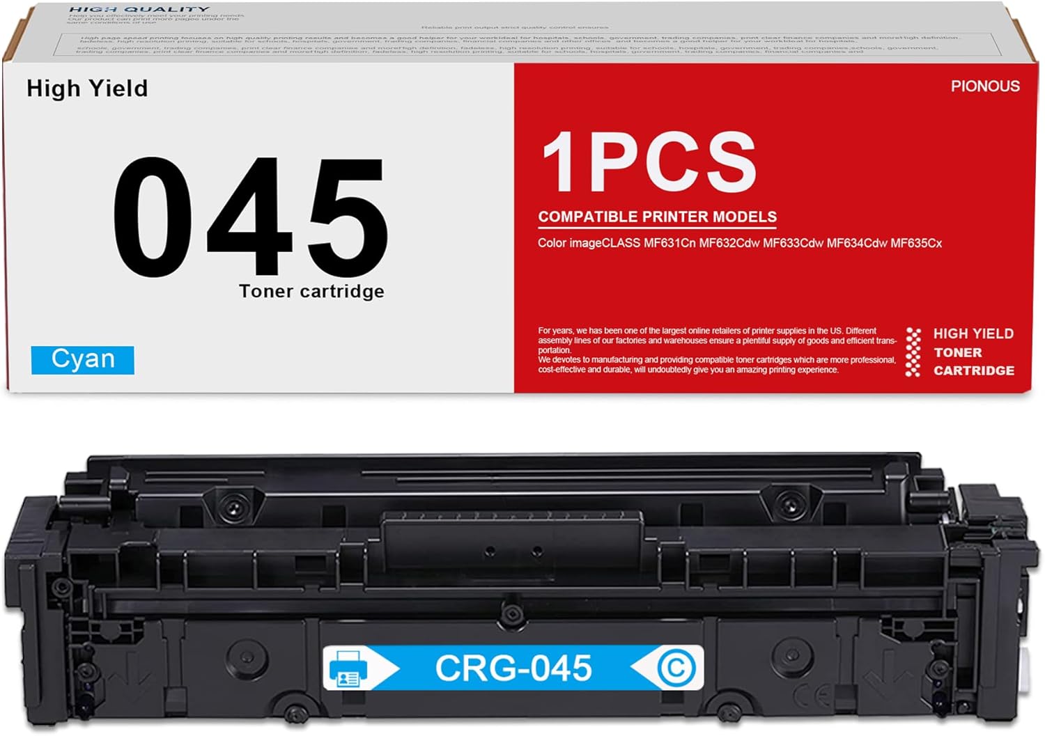 Amazon.com: 045 Cyan Toner Cartridge (1-Pack) Poou Compatible 045 Toner ...