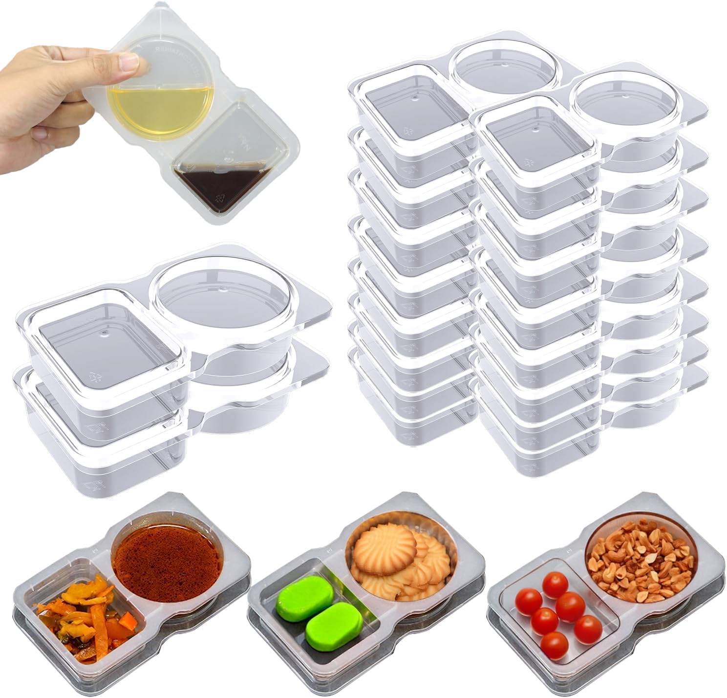 Amazon.com: ABEJFIC 15 Sets Double Compartment Condiment Containers ...
