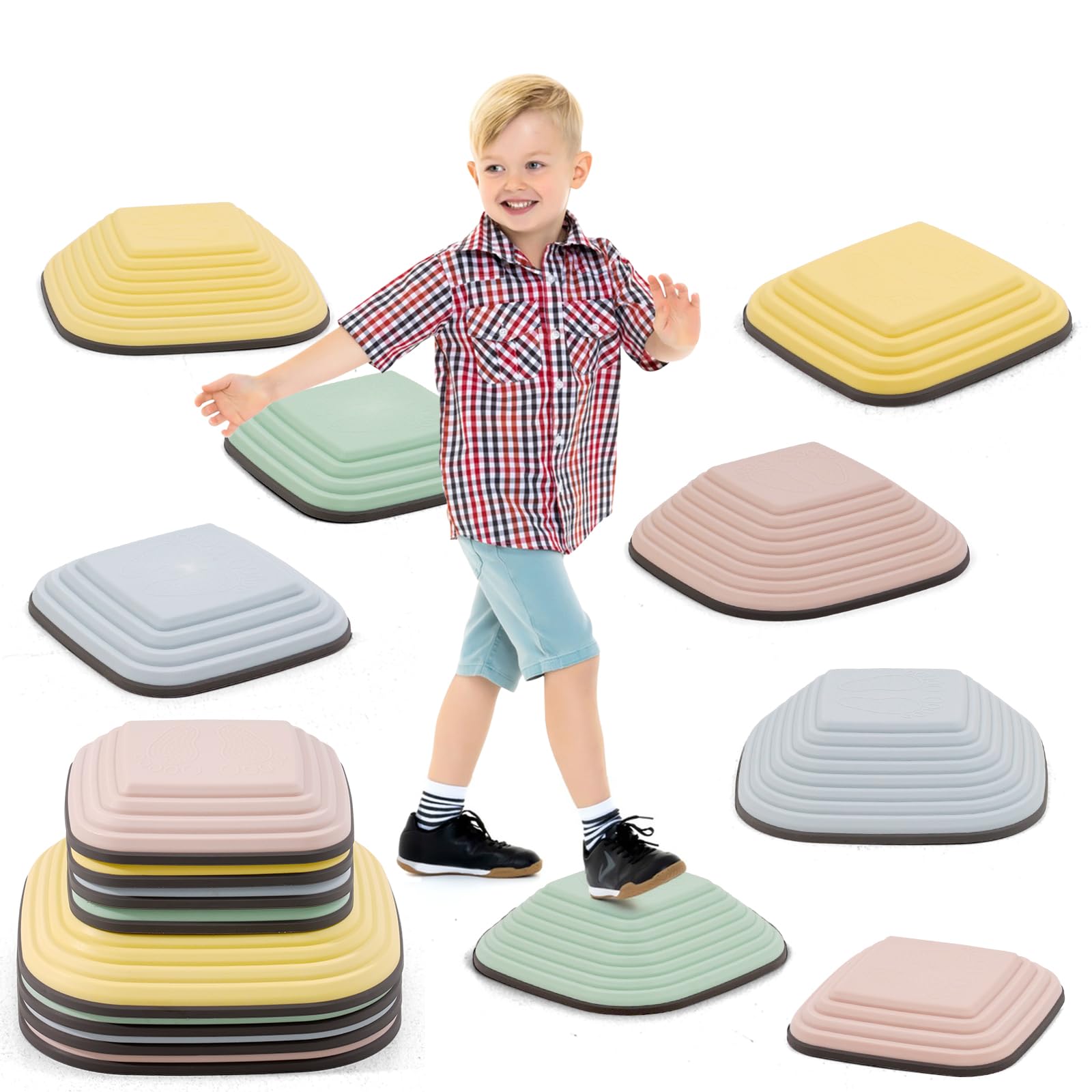 Stepping Stones for Kids,8 Pcs Durable Stackable Non-Slip River Stones ...