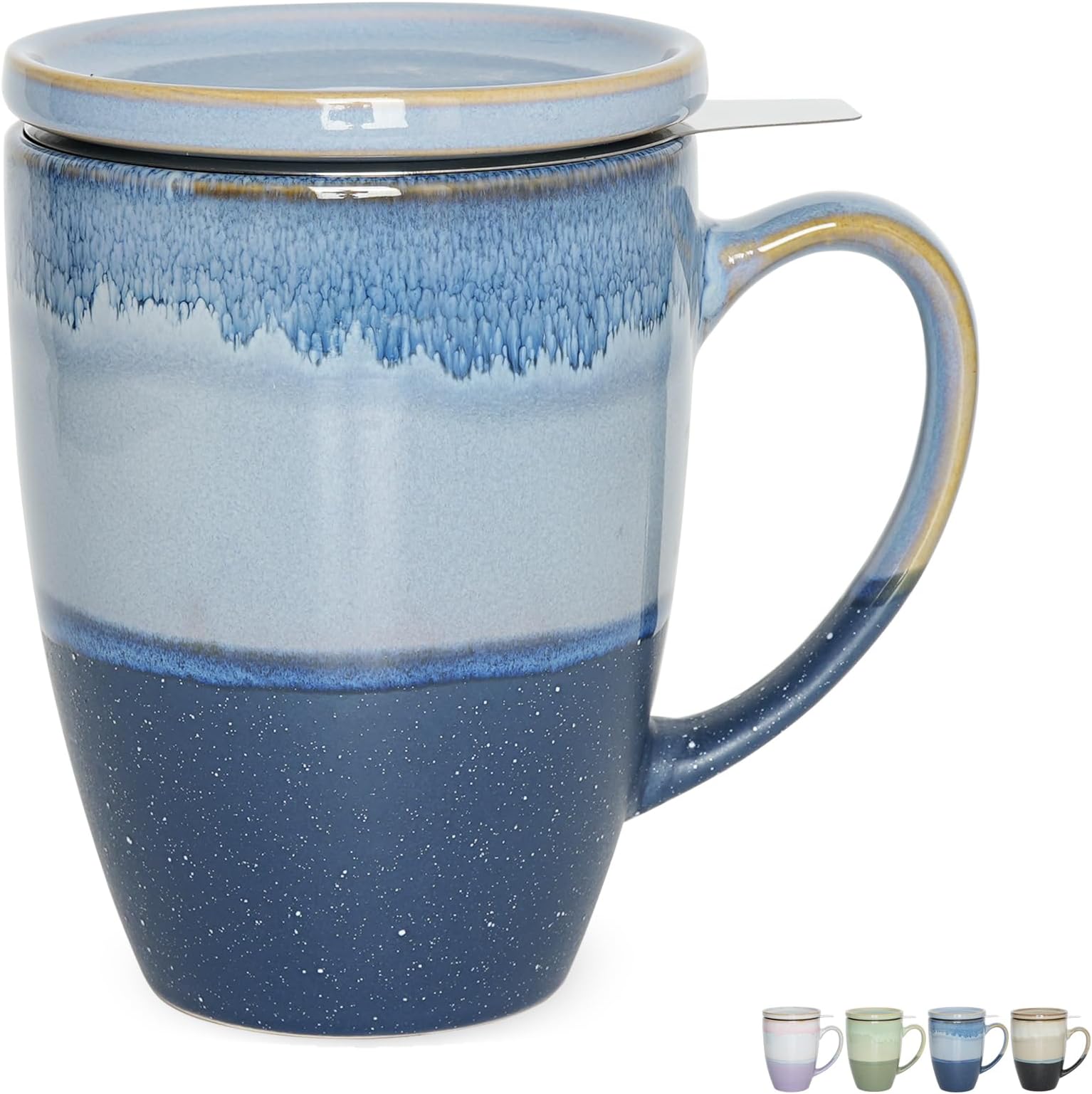 Amazon.com: Bosmarlin Ceramic Tea Cup with Infuser and Lid, 16 Oz, 3 ...