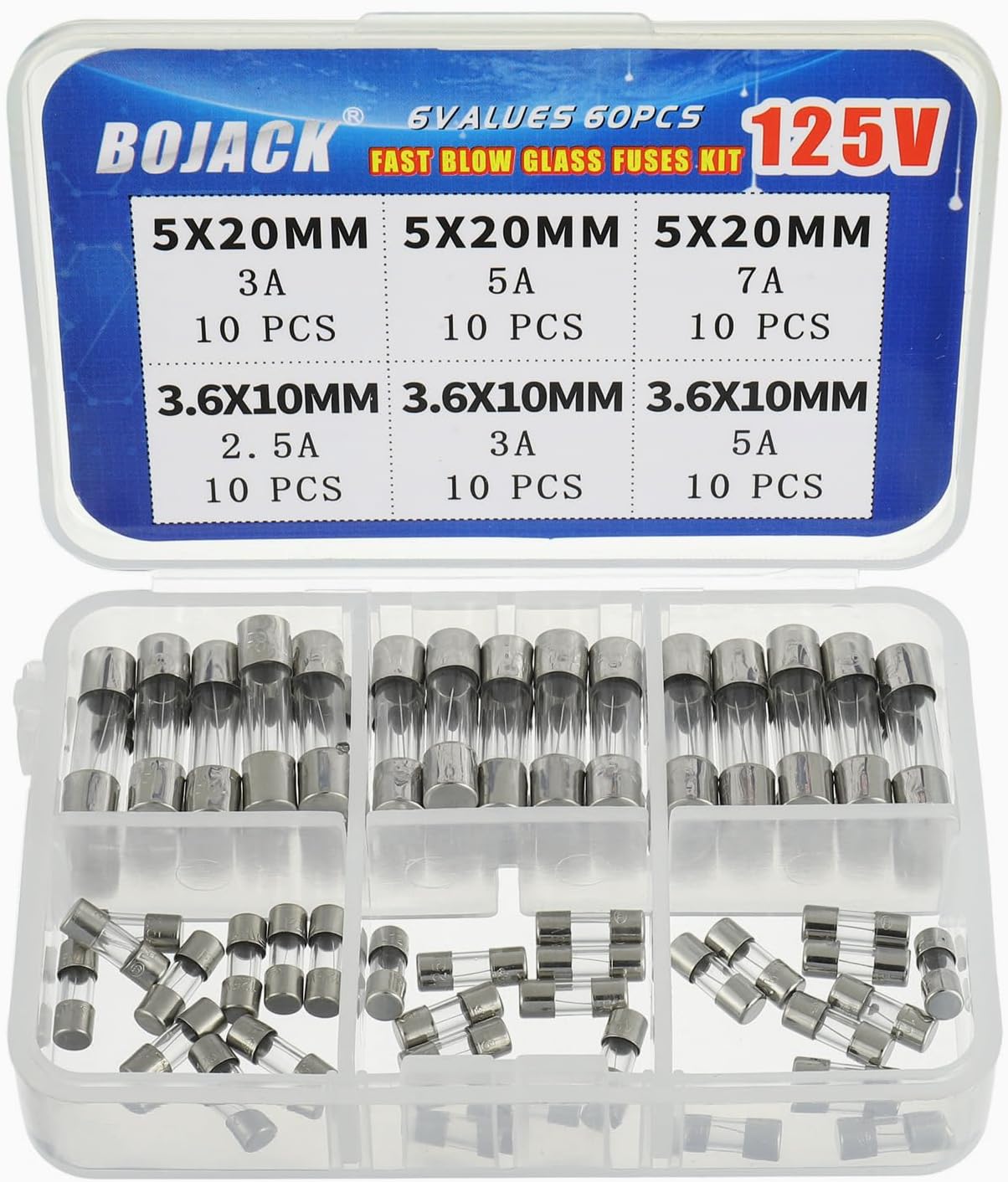 Bussmann GMA-15A 15 Amp Glass Fast Acting Cartridge Fuse, 125V UL ...