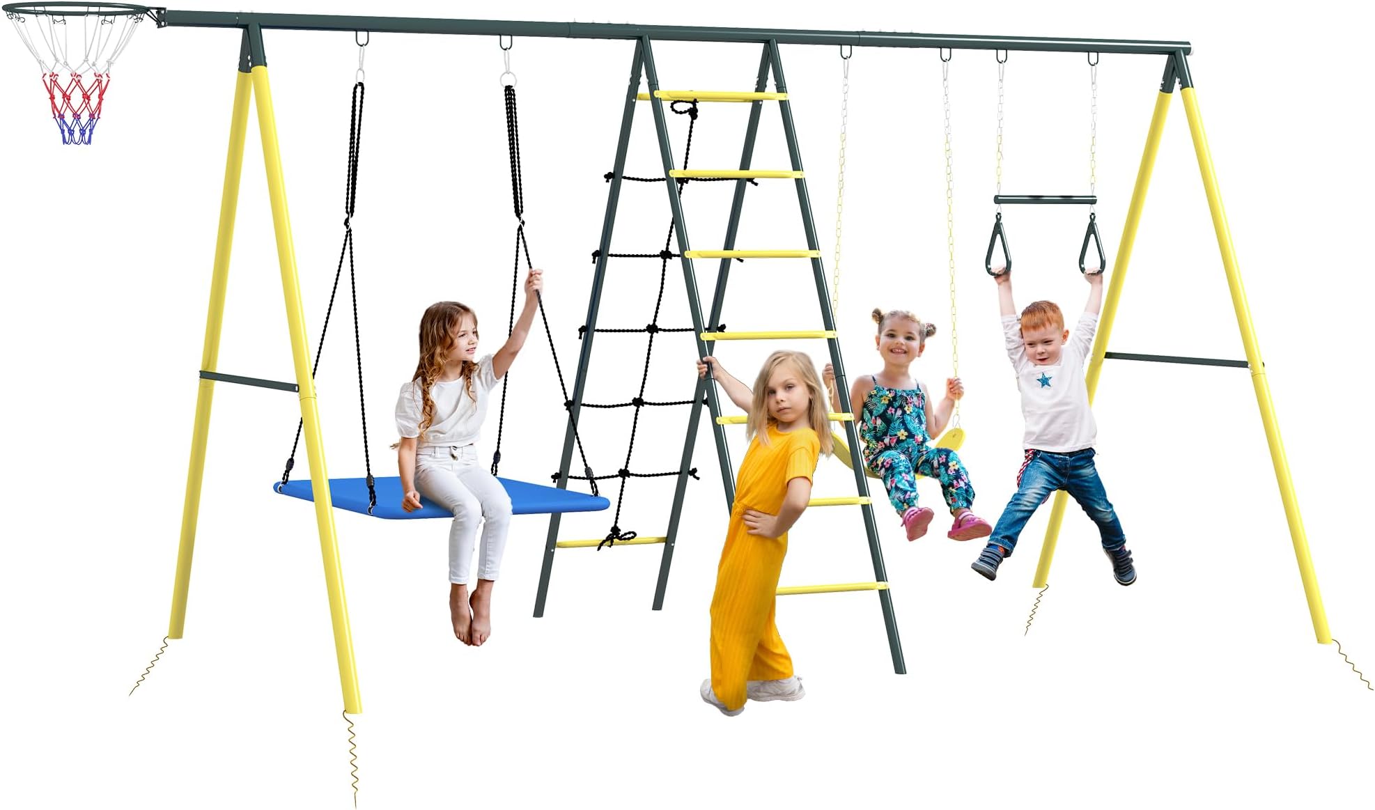 Amazon.com: Yohood Swing Set, Swing Sets for Backyard, Outdoor Swing ...