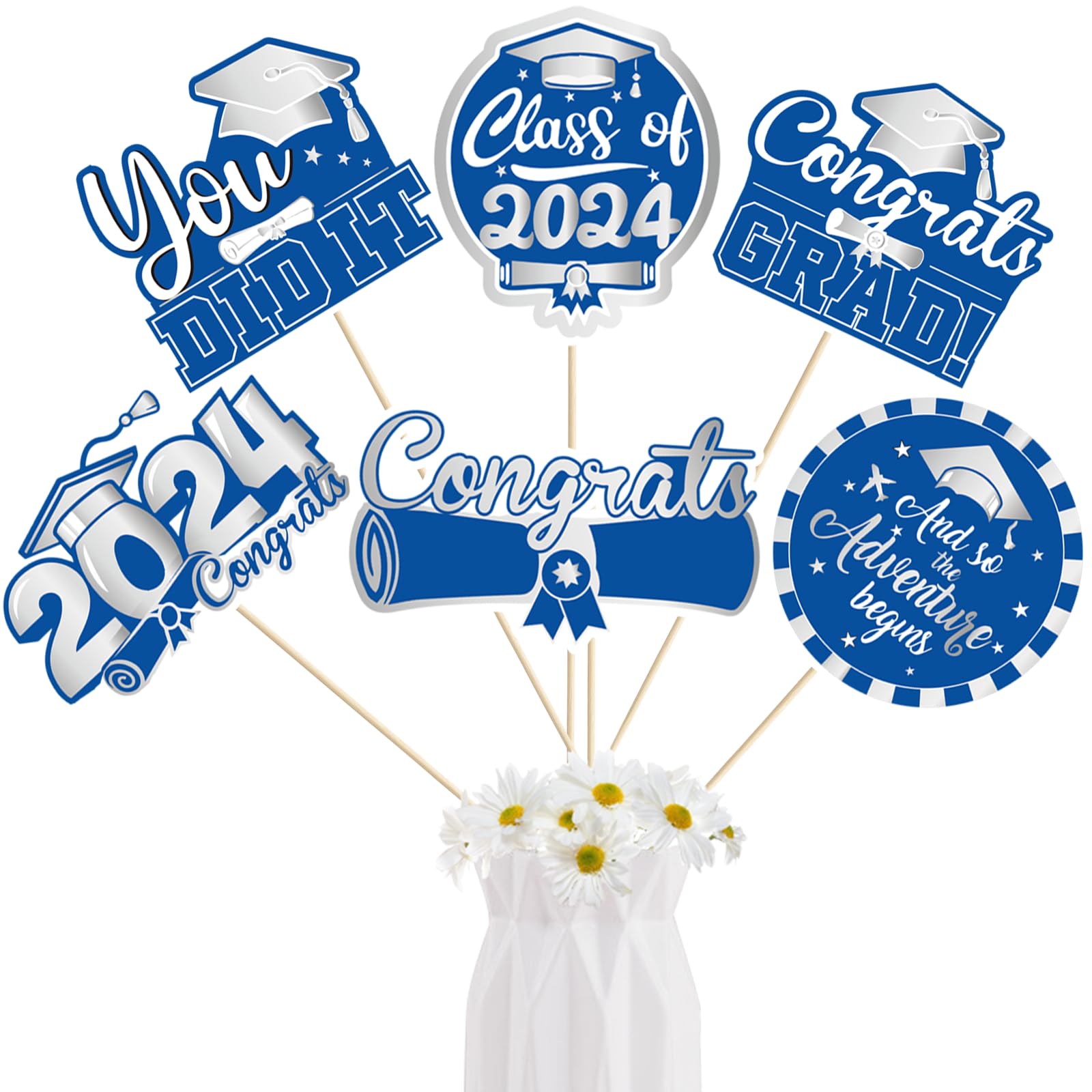 White And Blue Graduation Decorations Balloons For 2021 Graduation