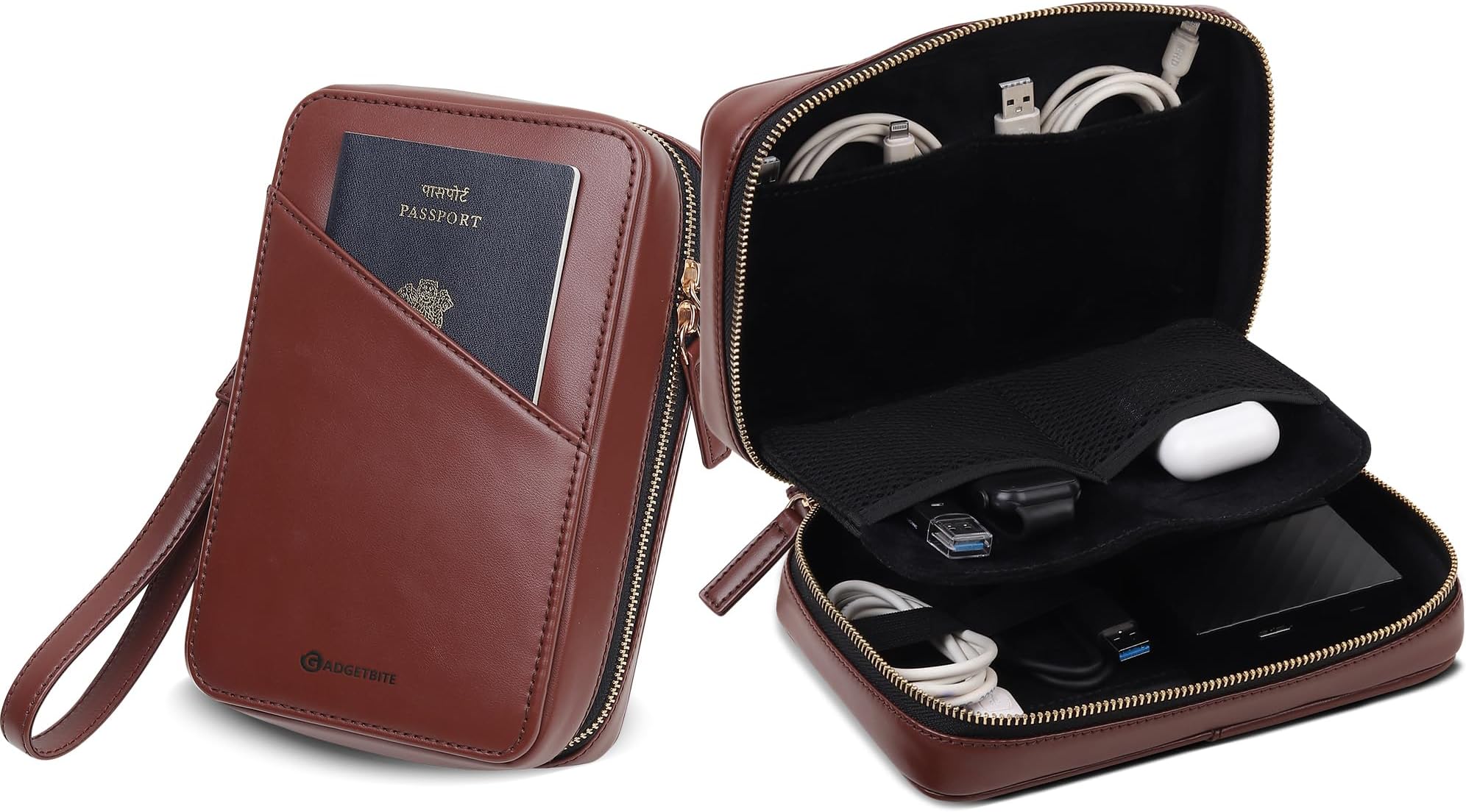 Gadgetbite Genuine Leather Tech Organiser for Travel and Daily Use ...