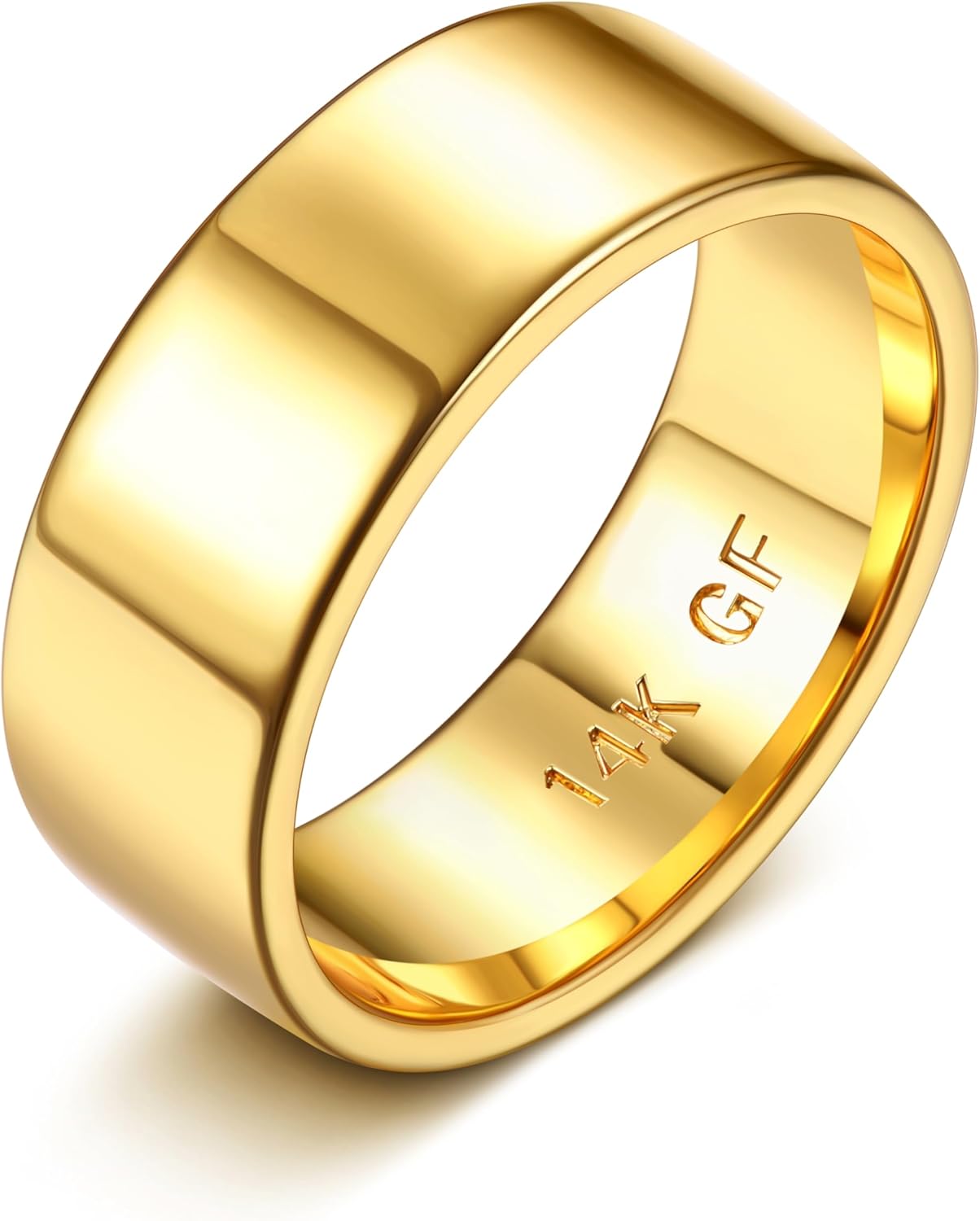 Amazon.com: Florideco 8MM 14K Band Ring Thick Pinky Thumb Ring Stacking ...
