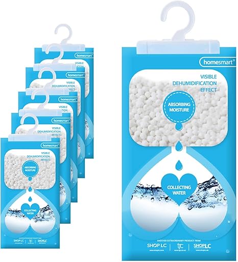HOMESMART Hanging Wardrobe Dehumidifier, Pack of 5-220g Each Bag ...